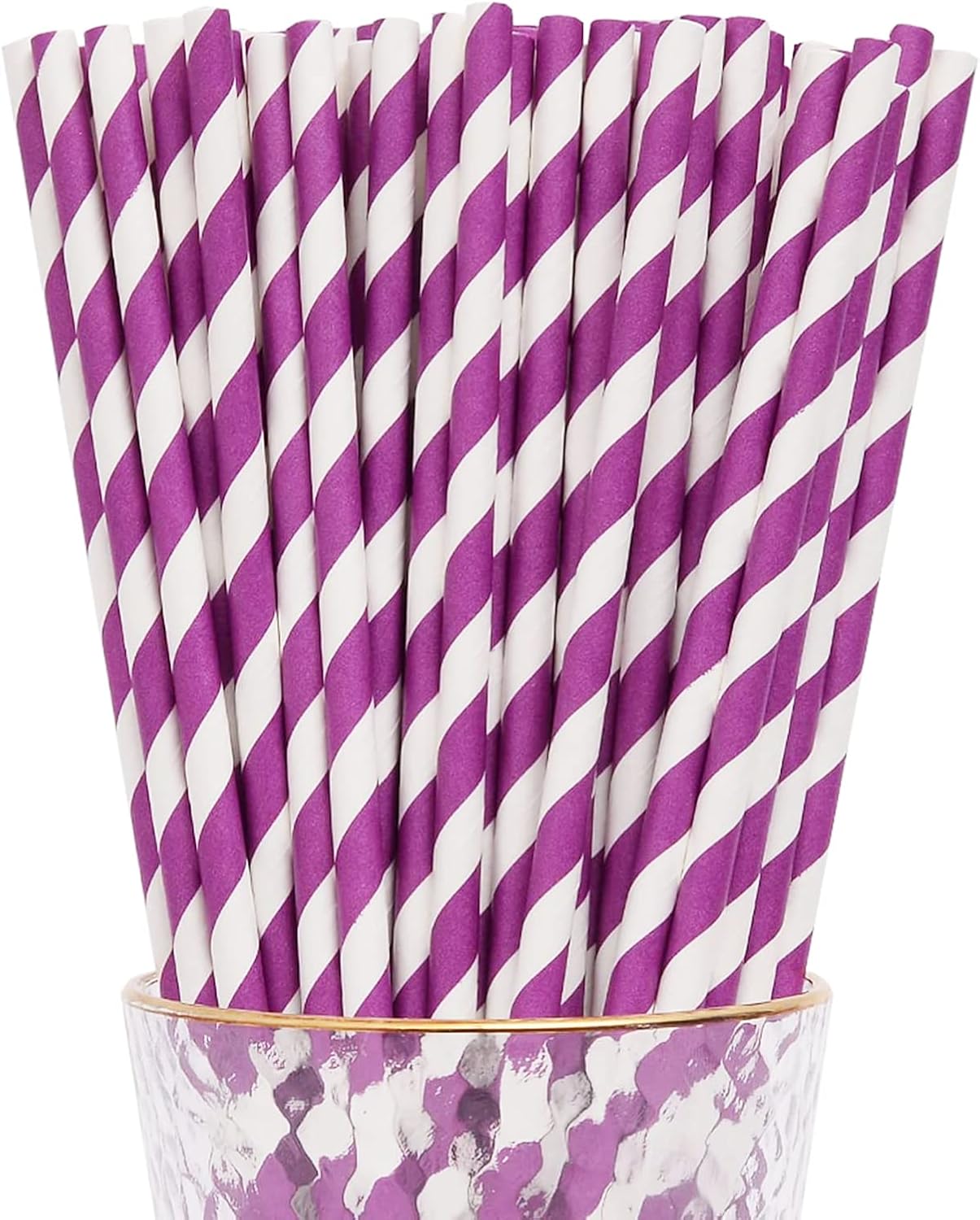 YAOSHENG Paper Drinking Straws 100 Pack Purple Straws for Party ...