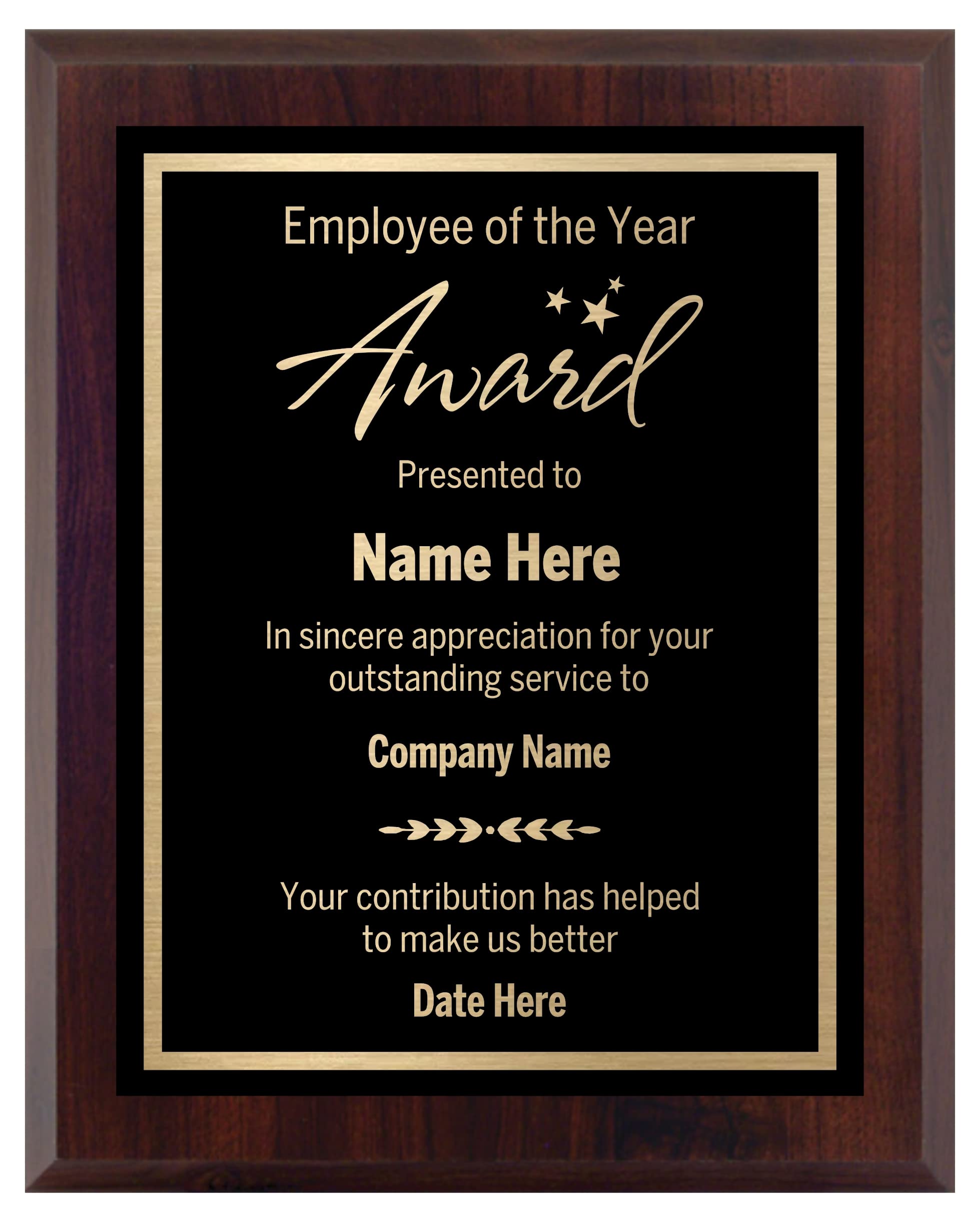 Amazon.com: Employee of the Year Plaques - Personalized Award with ...