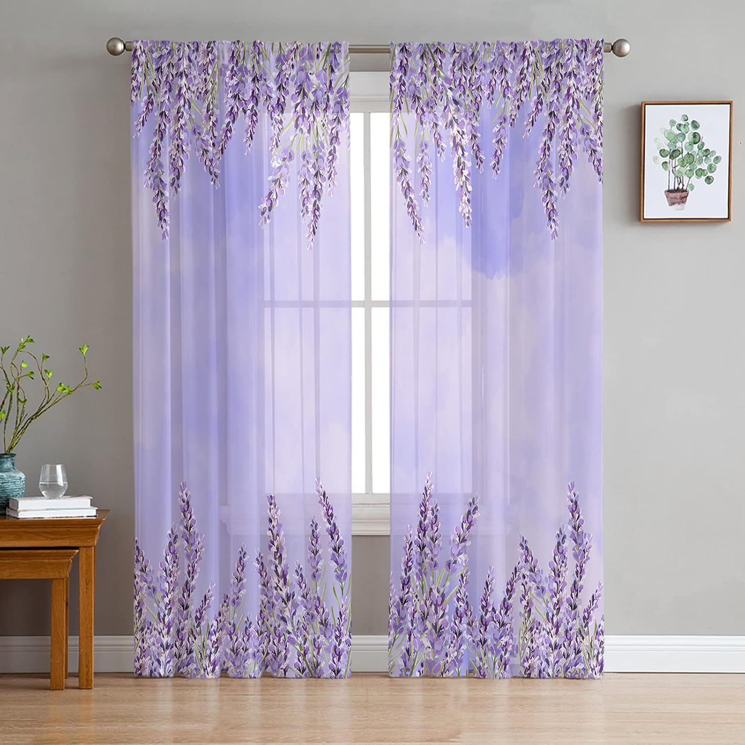 Amazon.com: Lavender Sheer Curtains 63 Inch Length 2 Panels for Living ...