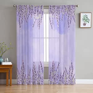 Amazon.com: Lavender Sheer Curtains 63 Inch Length 2 Panels for Living ...