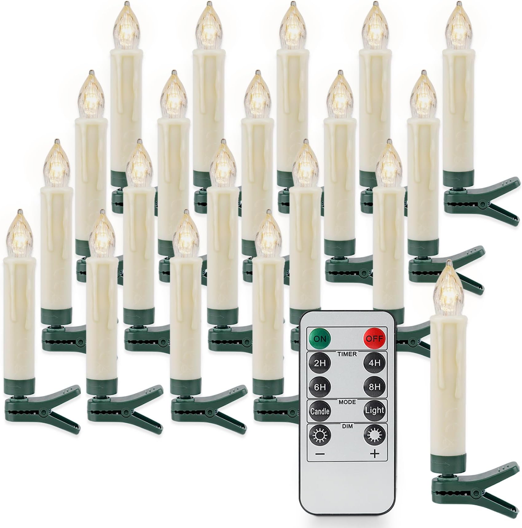 Amazon.com: Rhytsing Set of 20 Clip On Candles for Christmas Tree with ...