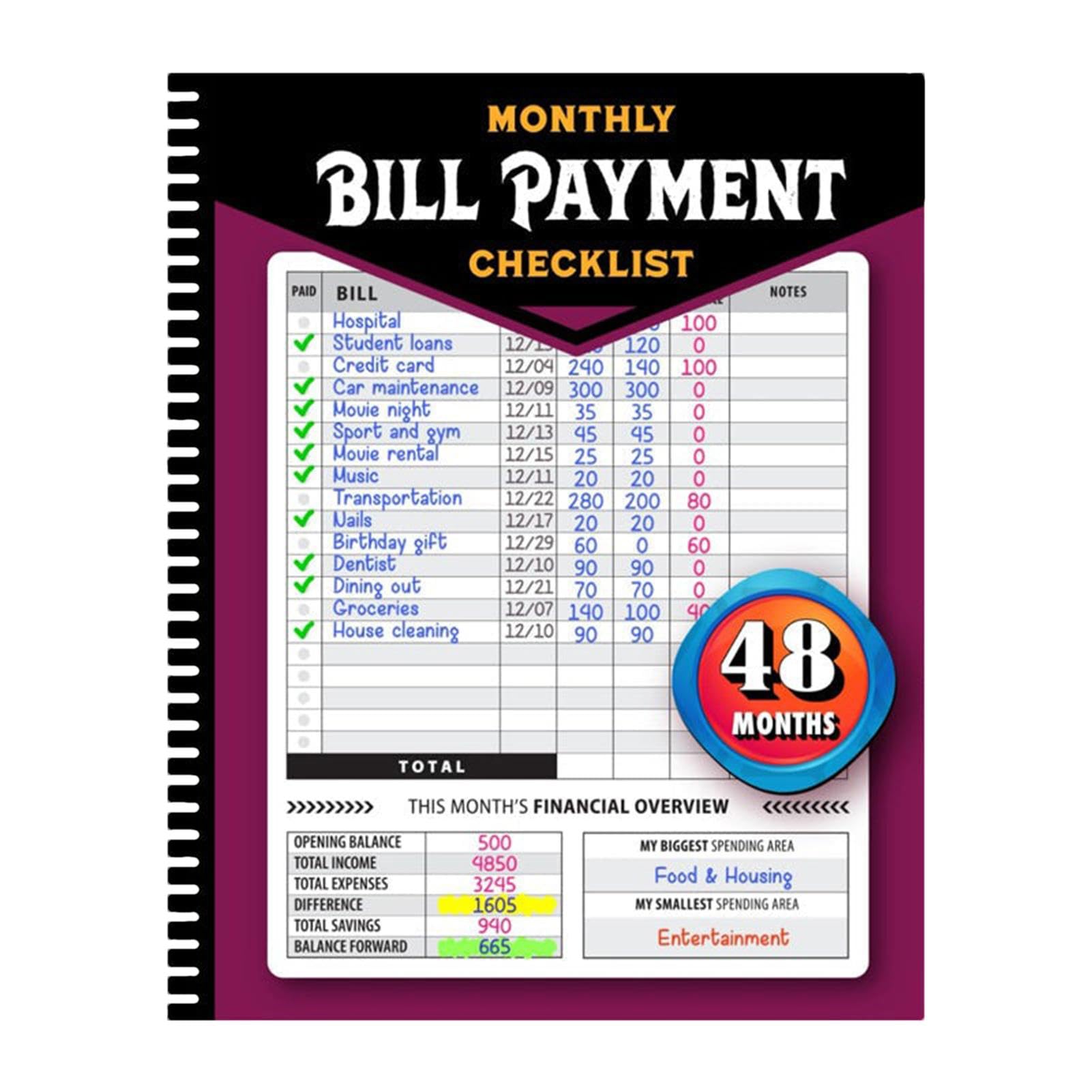 Amazon.com : Monthly Bill Payment Checklist: Bill Tracker Notebook, The ...