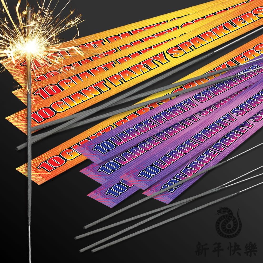 Pack of 100 Party Sparklers (50 Giant and 50 Large), Long Burn and Lots ...