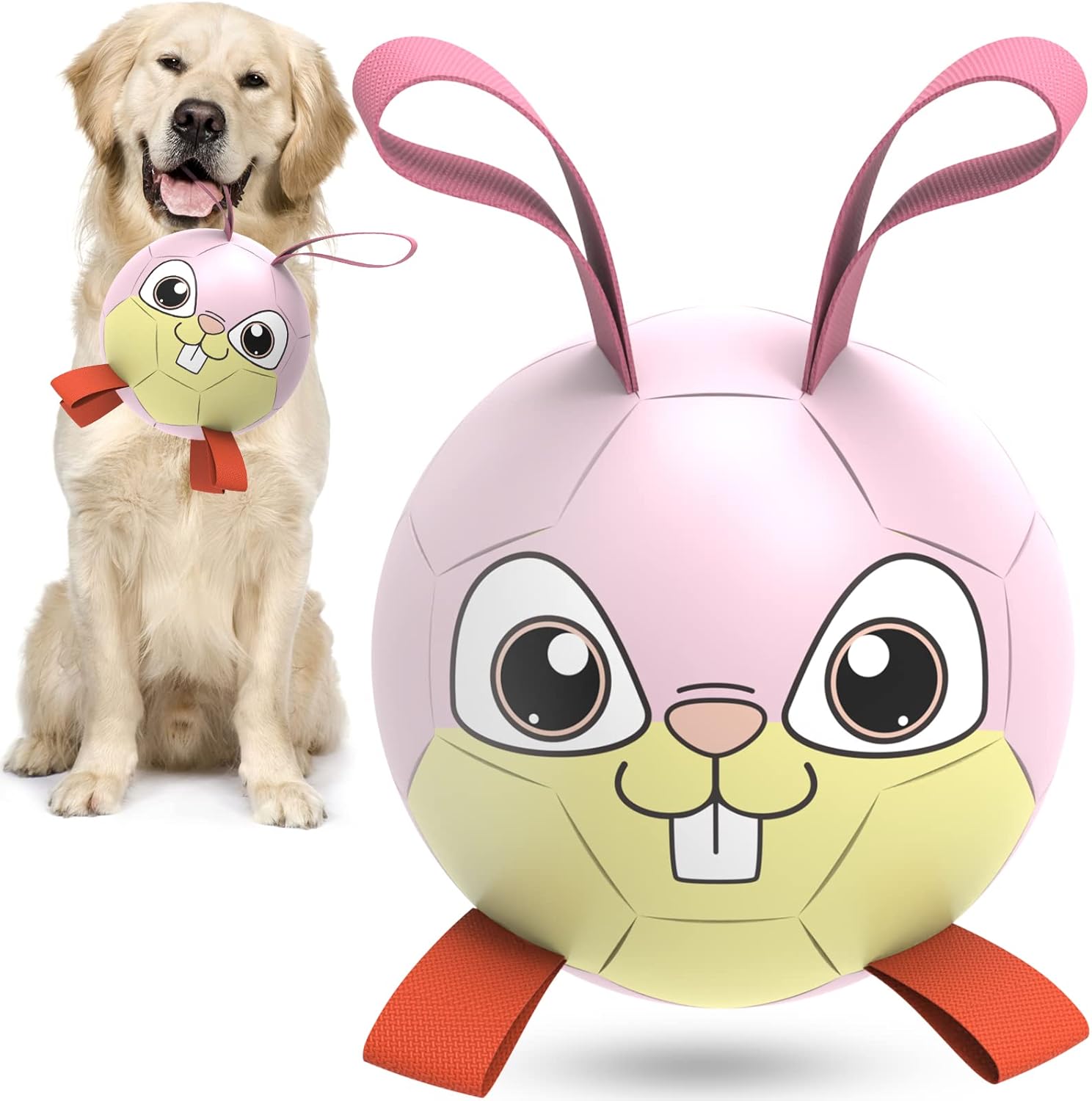 Amazon.com : QDAN Rabbit Dog Toys Soccer Ball with Straps, Easter Day ...