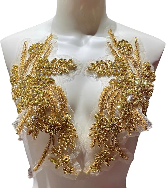 Amazon.com: JRYYR 1 Pair of Handmade Rhinestone Appliques,26.5 * 18cm ...