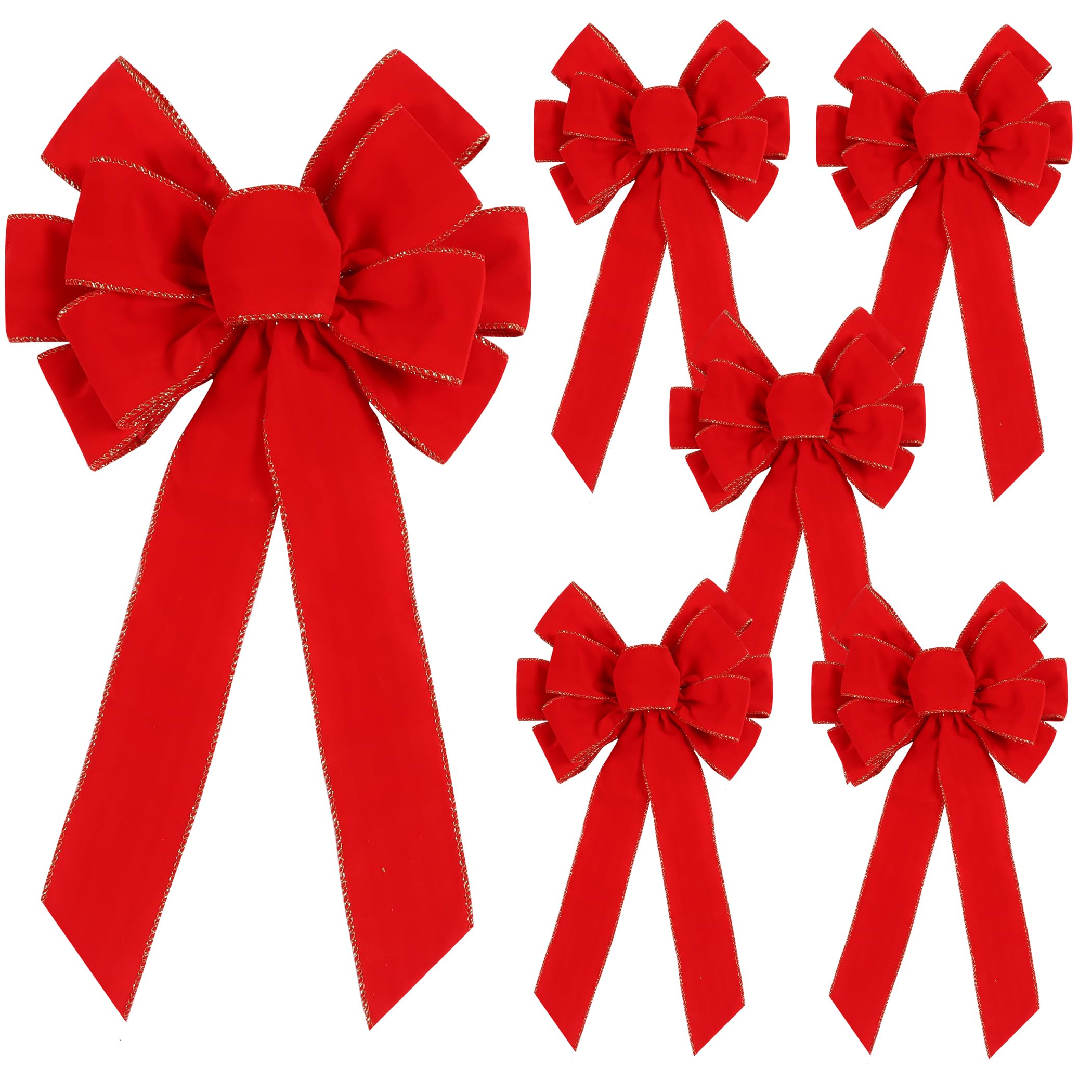 Amazon.com: Yuubin 6 Pcs Red Christmas Bows Outdoor Decorations,12”x20 ...