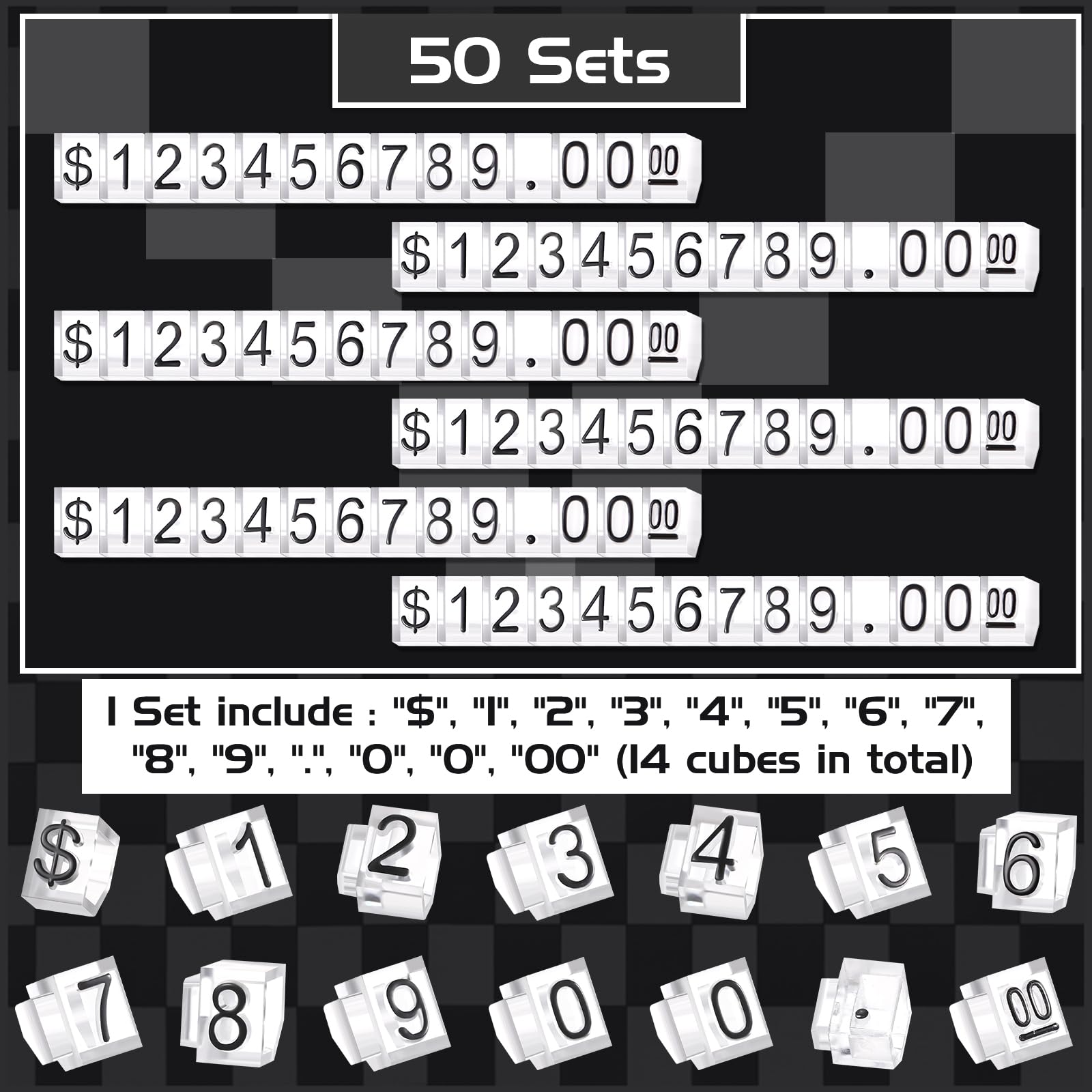 Snapklik.com : Qunclay 50 Sets Price Display Cube Number Letter Price ...