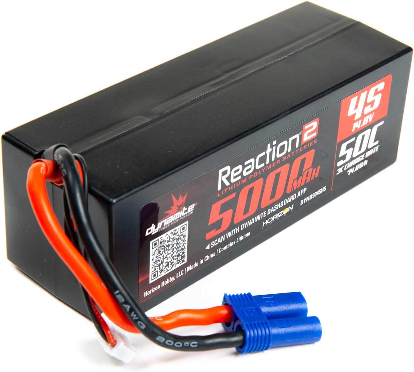 Amazon.com: Dynamite 14.8V 5000mAh 4S 50C Reaction 2.0 Hardcase LiPo ...