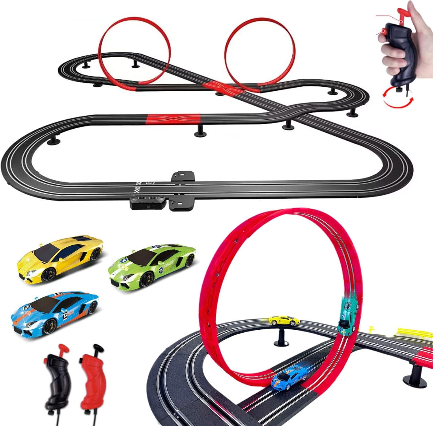 Amazon.com: GINCHO High Speed Series Tram Dual Track Set, 8.2m Electric Track with 3 Vehicles ...