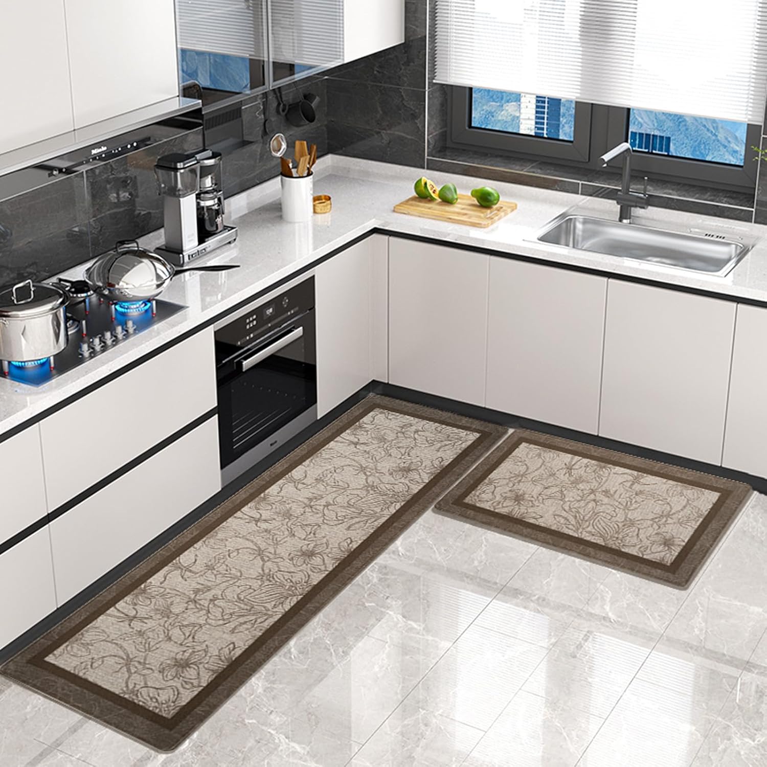 Amazon.com: XYSaiXuan Kitchen Mat Set of 2 Non-Slip Floor Rugs and ...