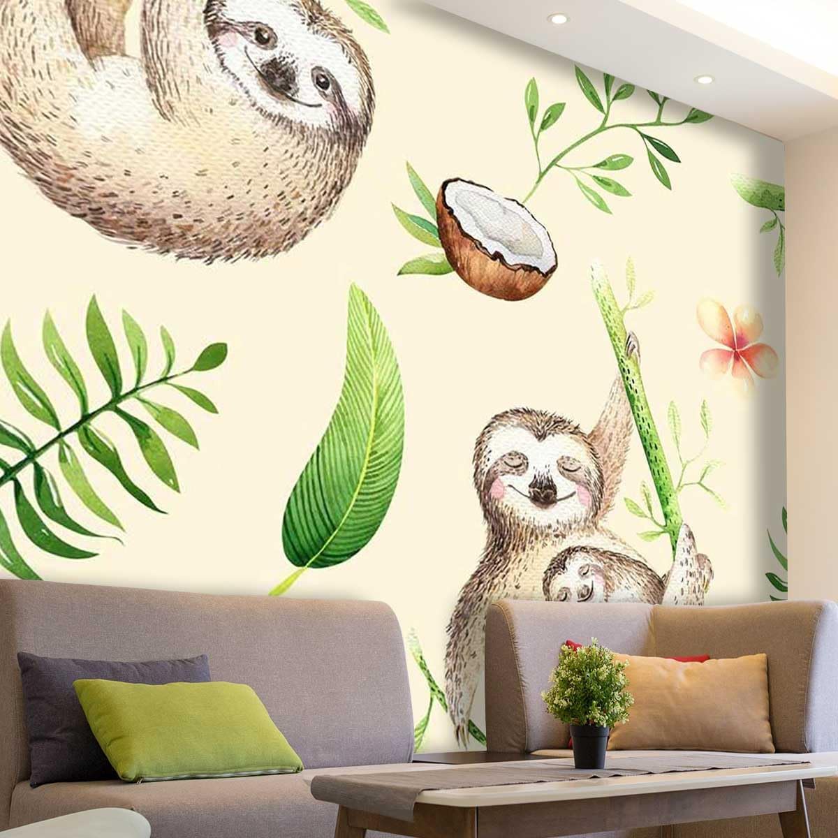 ZYMECH Wallpaper Sticker Retro Sloth Customize Butcher Block Contact ...