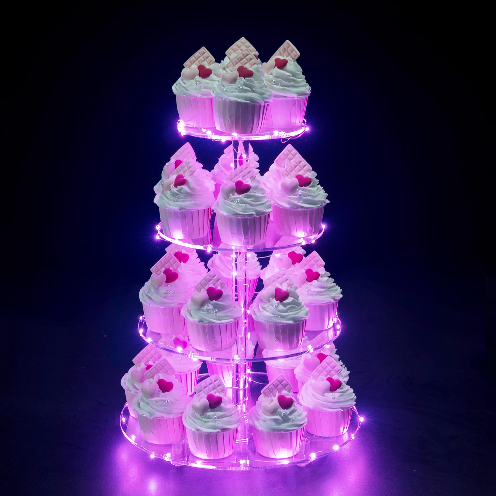 Amazon.com: OLACHIKKO Cupcake Stand, 4-Tier Round Cupcake Holder with ...