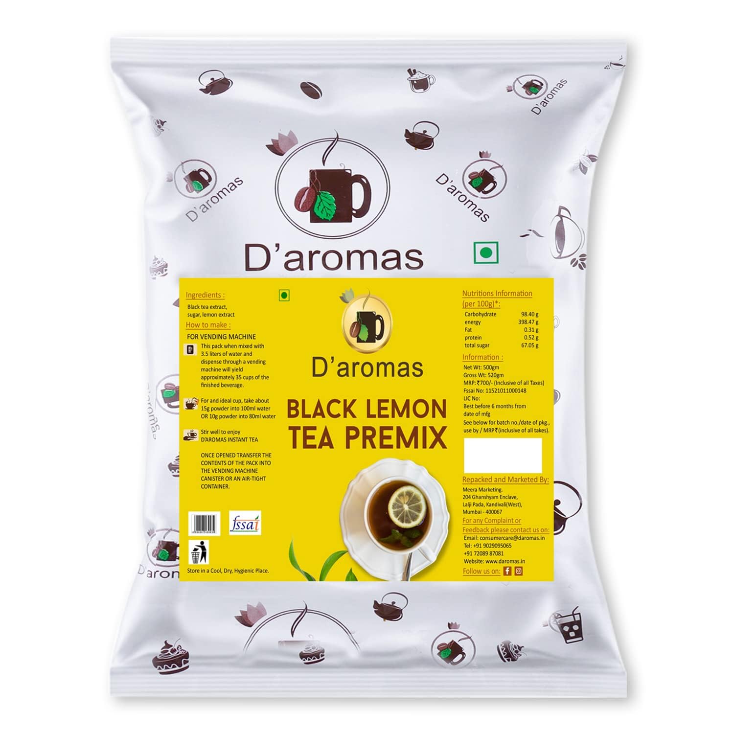 D'aromas 8.5kg Black Lemon Premix Tea Powder, Instant Black Lemon ...