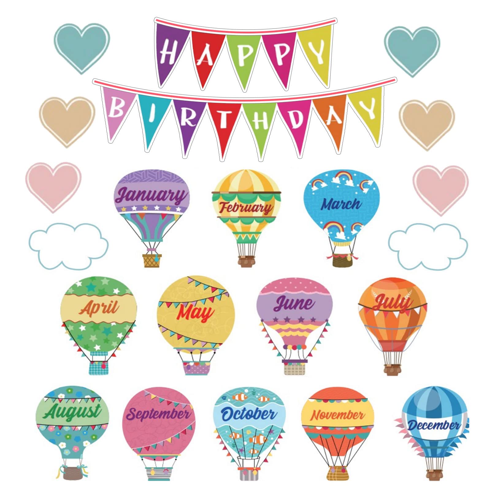 33 Pieces Happy Birthday Bulletin Board Set For Classroom Birthday ...
