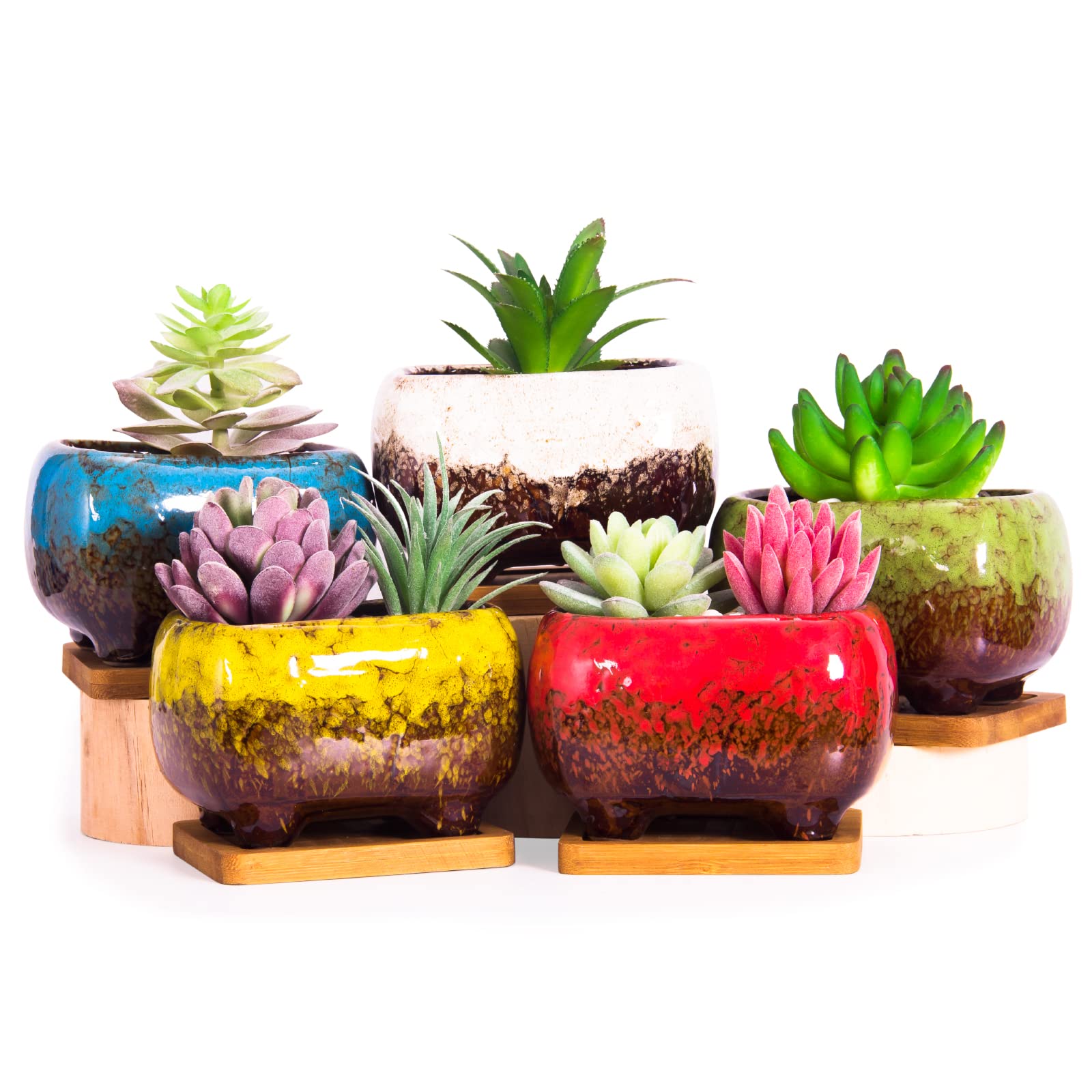 Amazon.com: ARTKETTY Succulent Pots - 4.7 Inch Ceramic Succulent ...