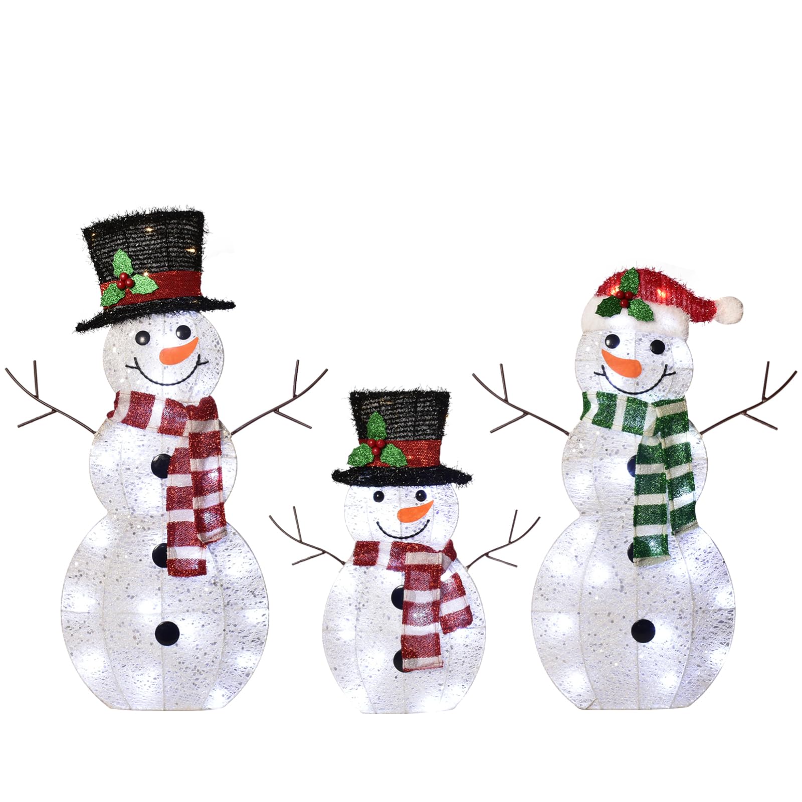 Amazon.com: 3-Piece 2D Lighted Christmas Snowman Family Set - HOYECHI ...