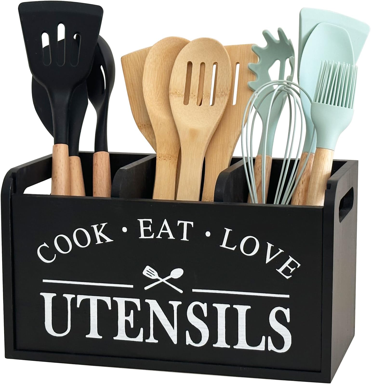 Amazon.com: Double Wall Utensil Holder - 304 Stainless Steel Sleek ...