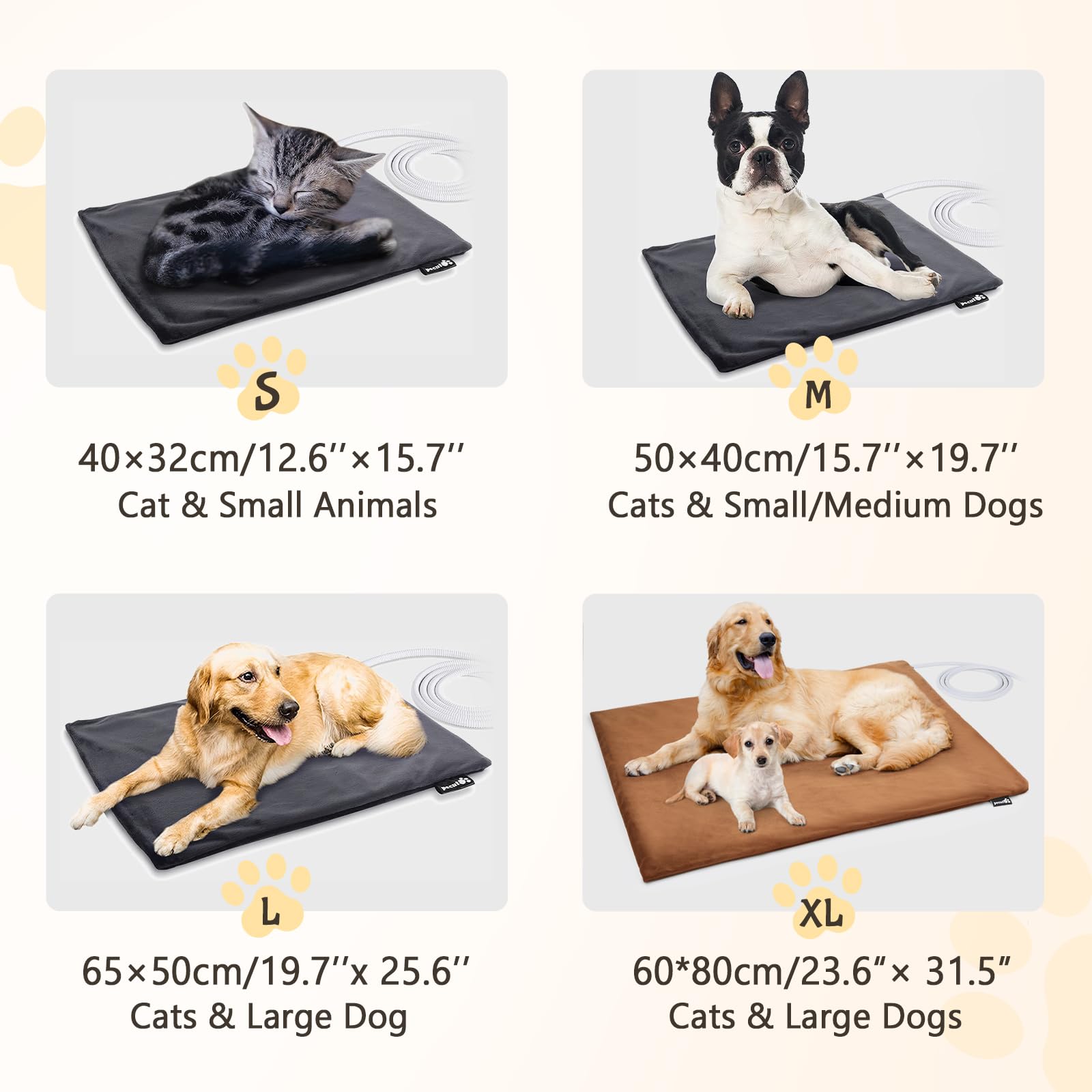 Pecute Pet Heating Pad, Dog Heating Pad with Chew Resistant Cord, Waterproof Layer, Warming Cat ...