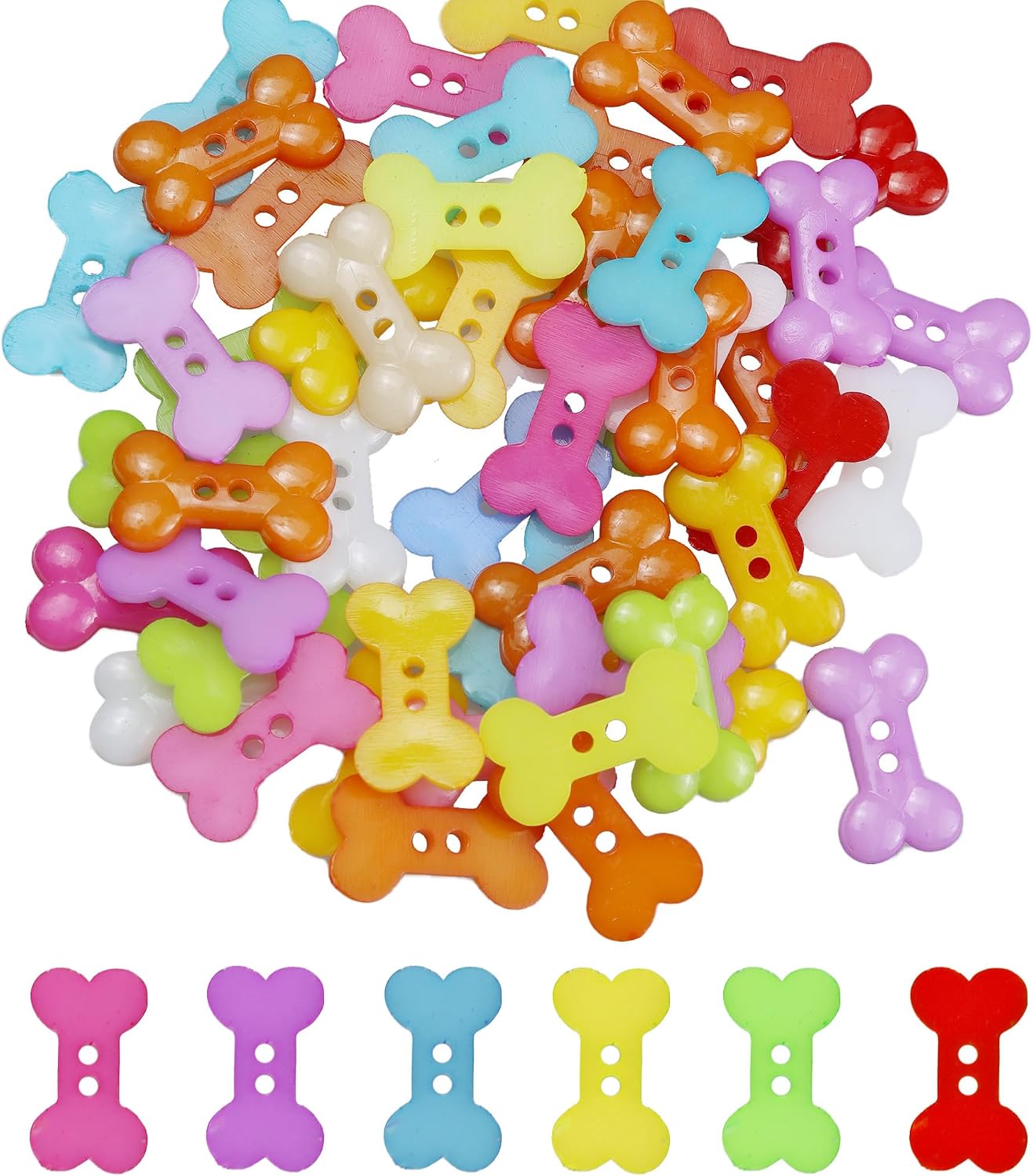 Amazon.com: pson 50PCS Assorted Colors Decorative Dog Bone Buttons, 2 ...