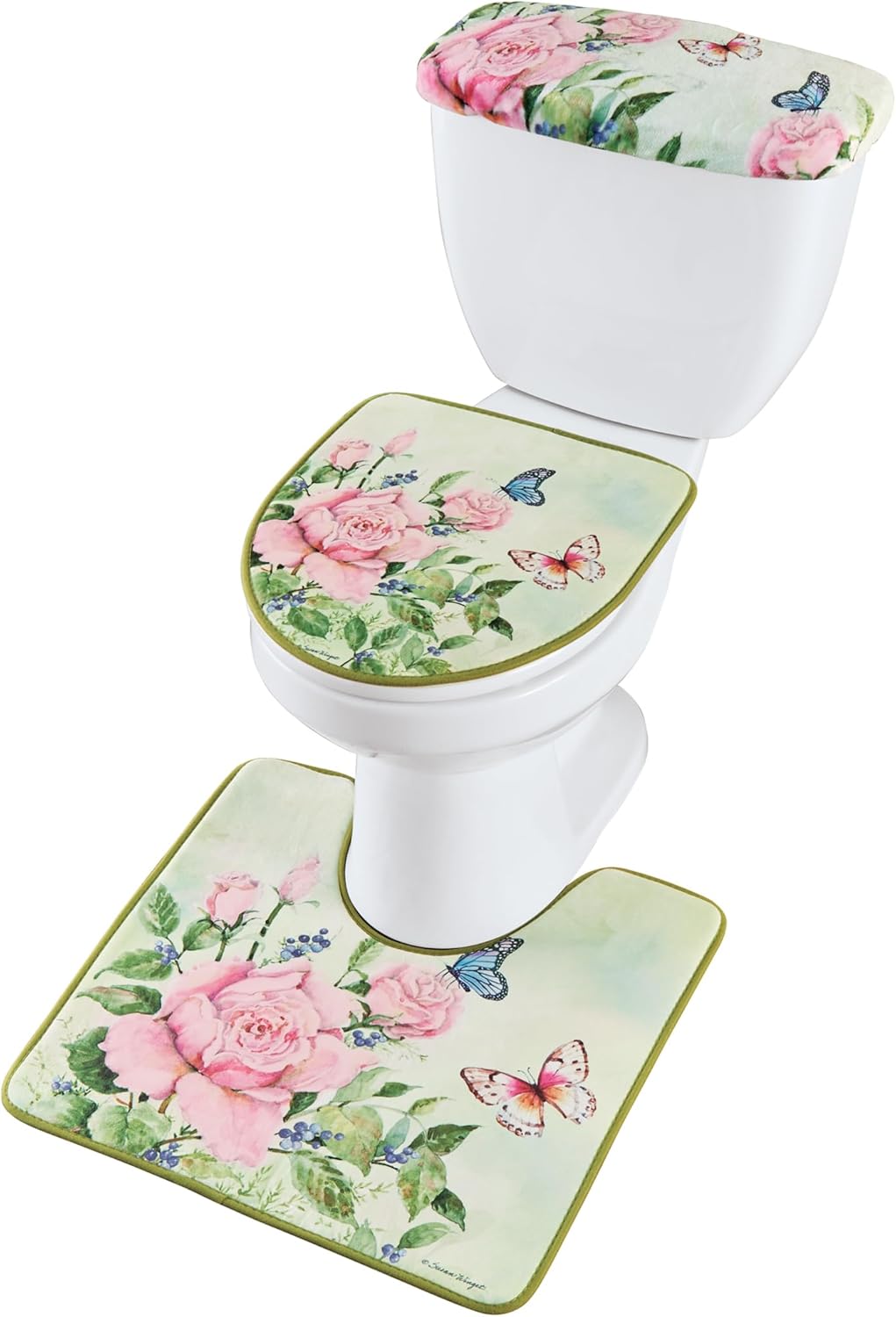 Amazon.com: Collections Etc Colorful Butterfly Rose 3-Piece Commode Set ...