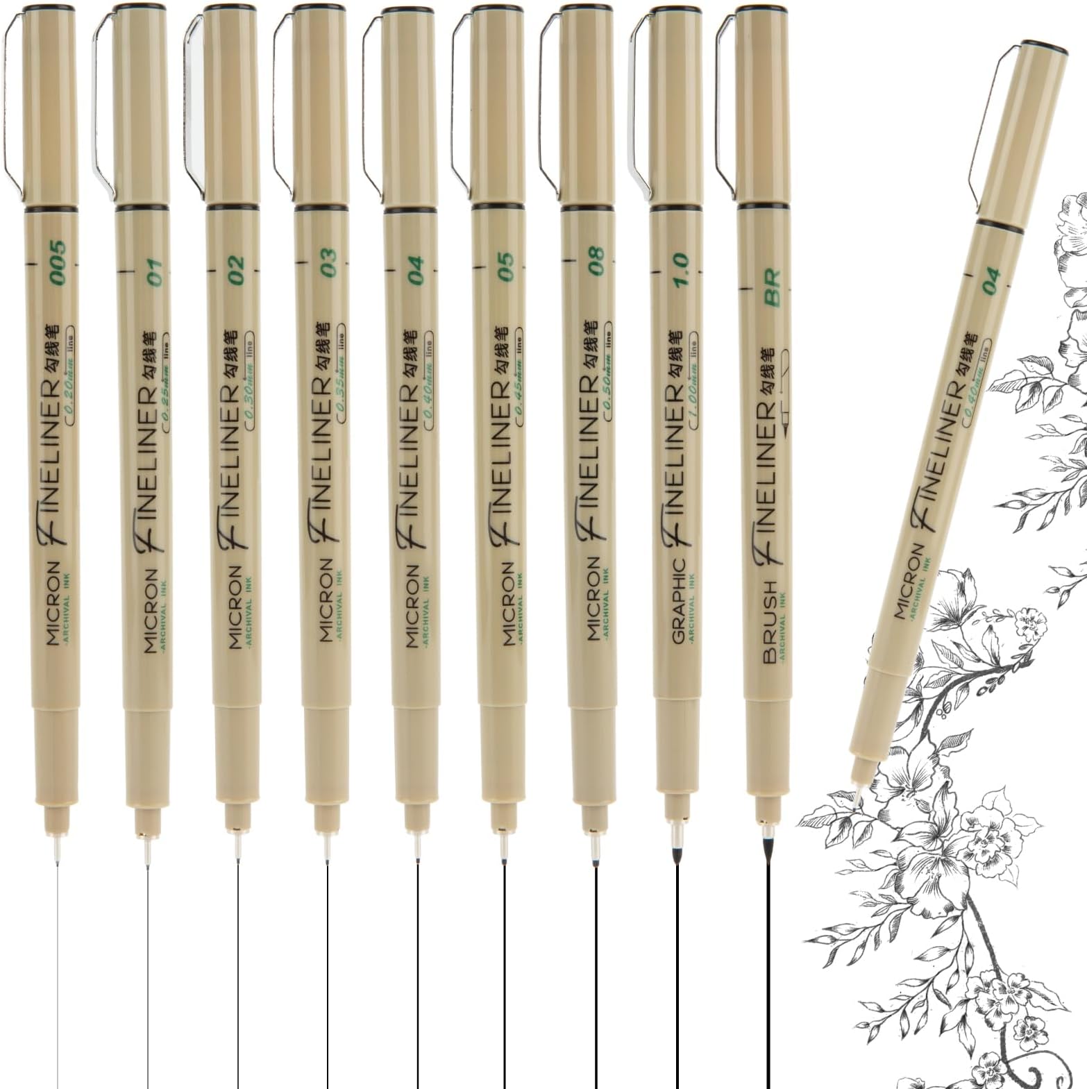 Amazon.com : Mr. Pen- Drawing Pens for Artists, 10 Sizes, Black ...