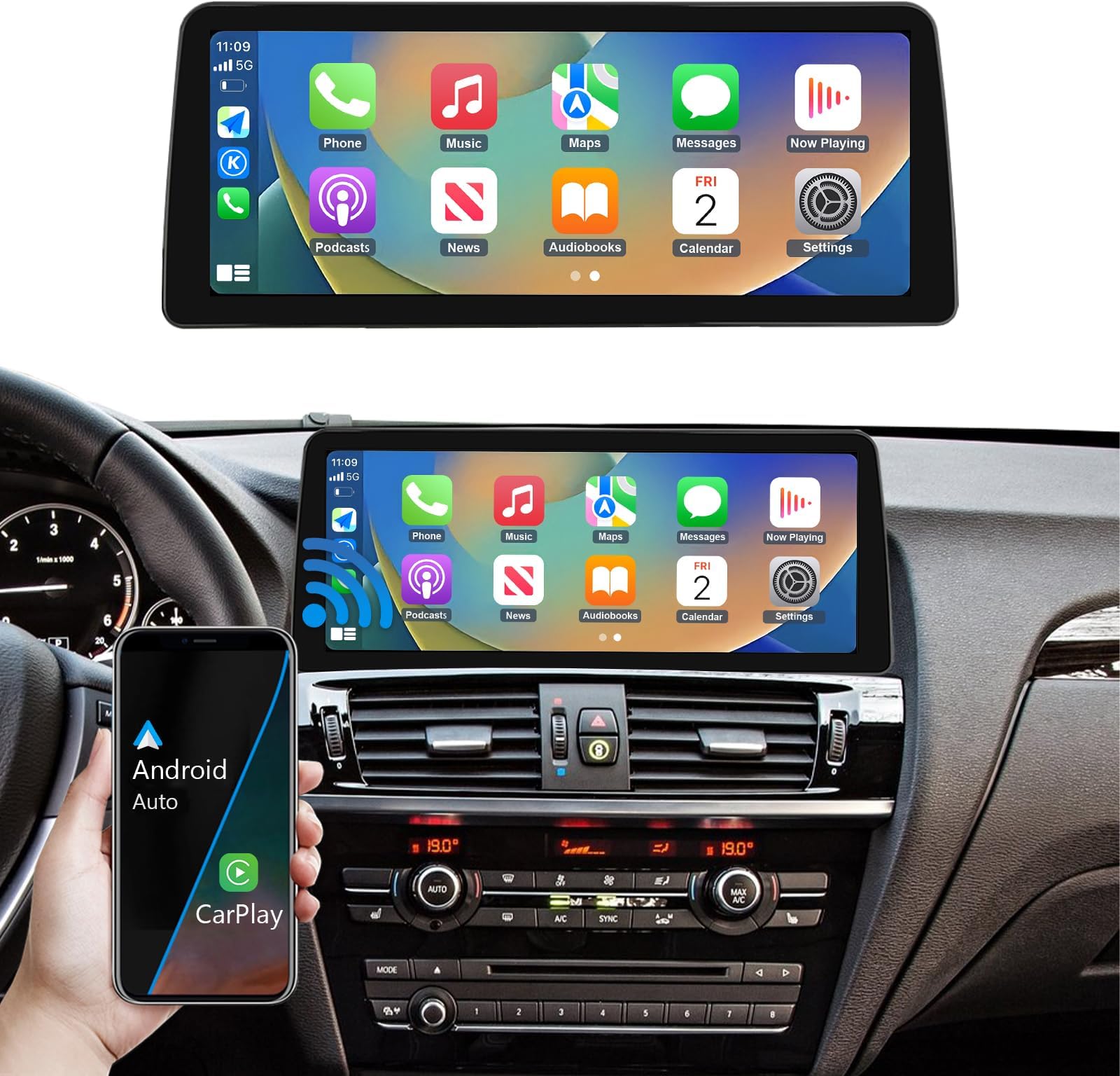 Amazon.com: Road Top 12.3 Inch Car Touchscreen Wireless CarPlay Android ...