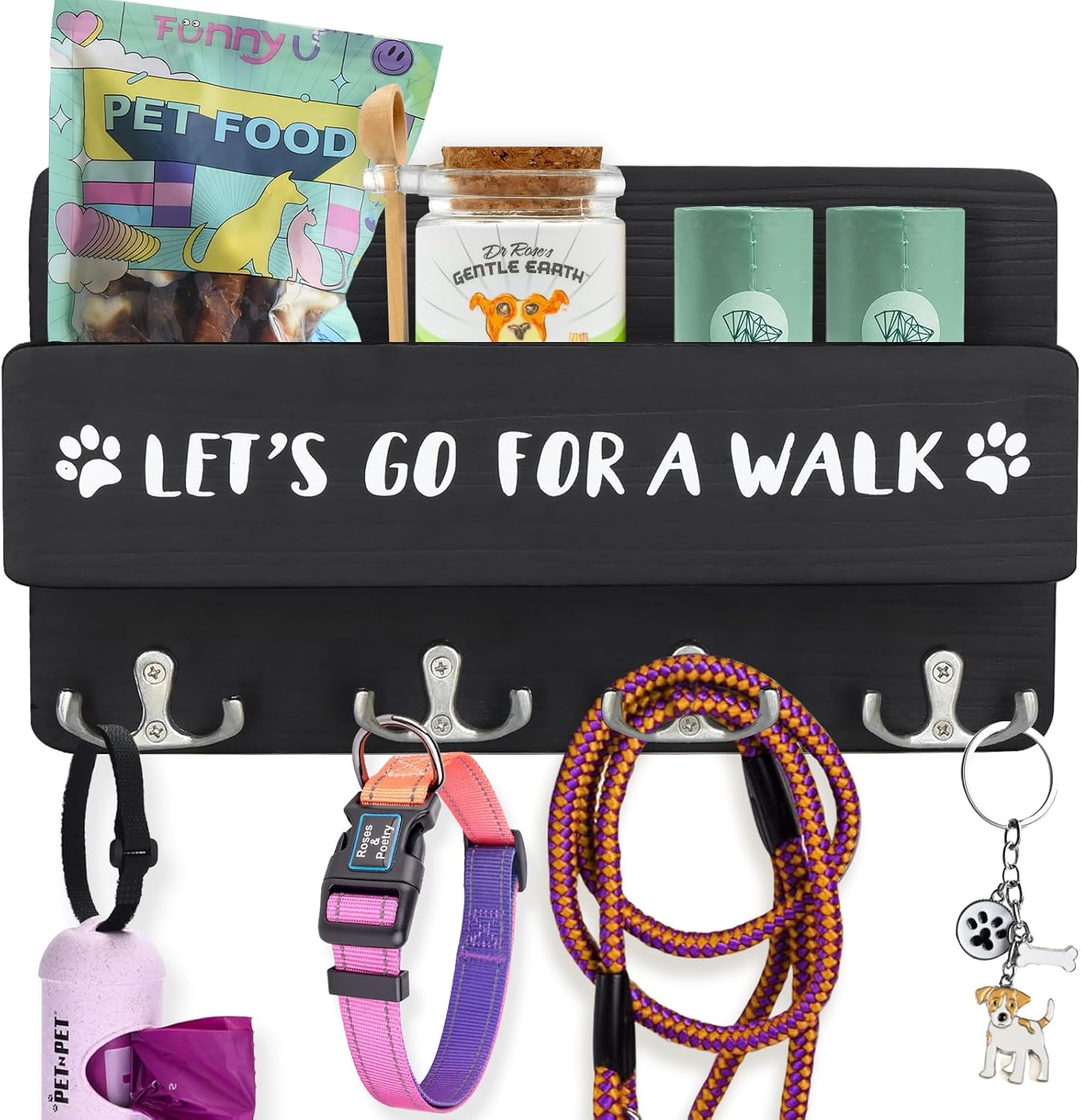 Amazon.com: Yaqubar Wood Dog Leash Holder for Wall, Wall Mount Key ...