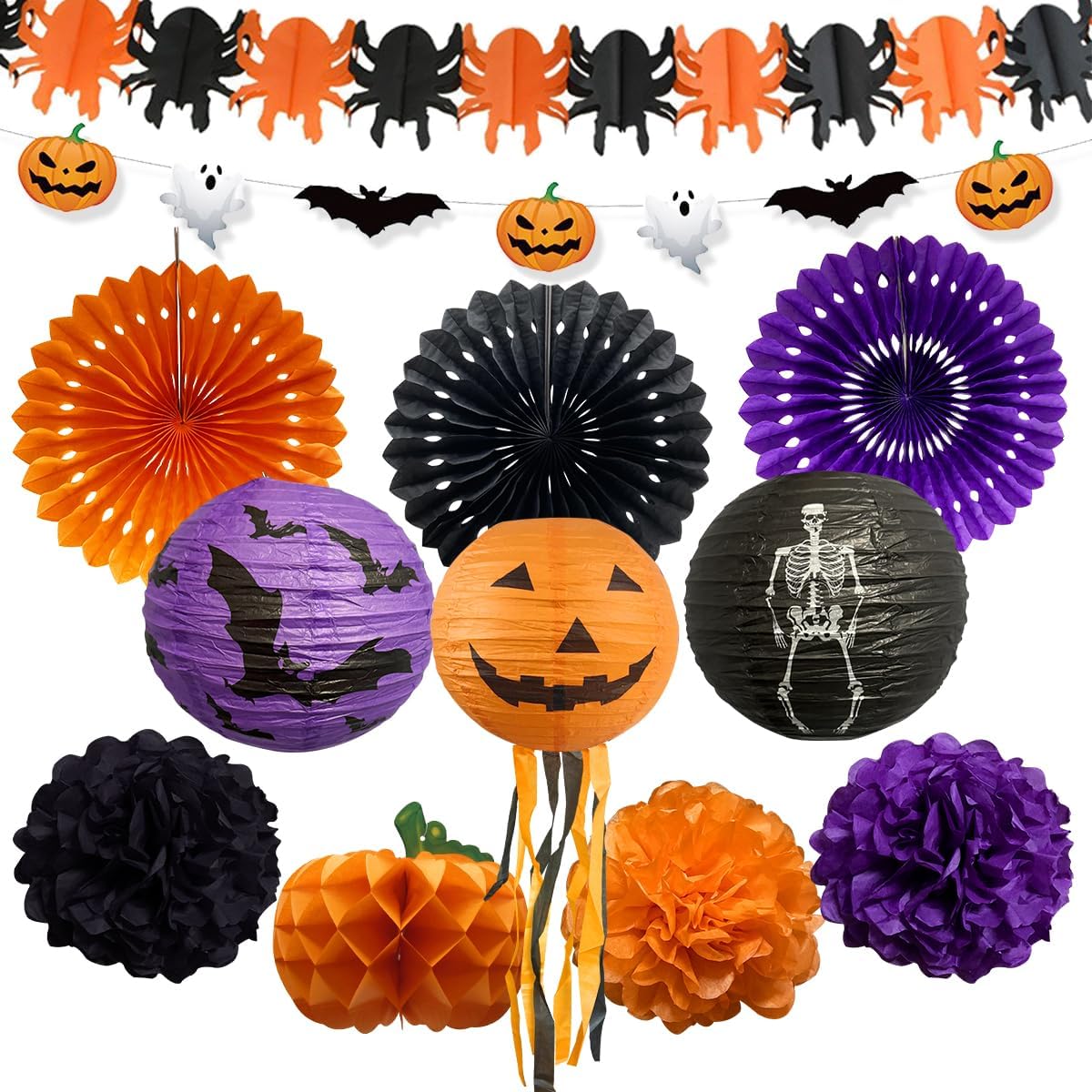 Amazon.com: 12pcs Black Orange Pumpkin Purple Spider Halloween ...