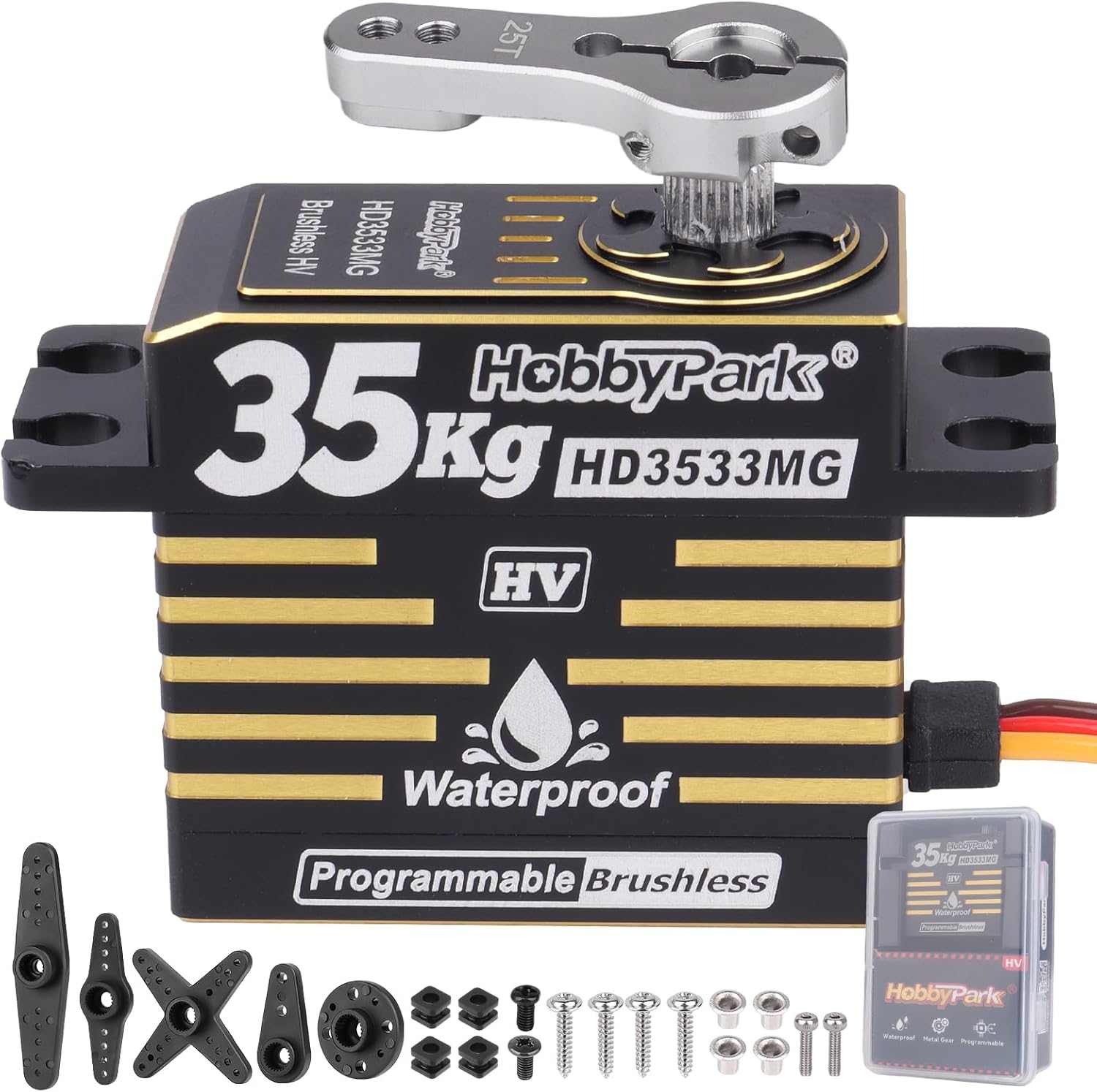 Amazon.com: HobbyPark Waterproof High Torque RC Servo 35kg Brushless ...