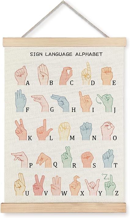 Amazon.com: LUVADIAN Asl Alphabet Poster Hanger Frame,Sign Language ...
