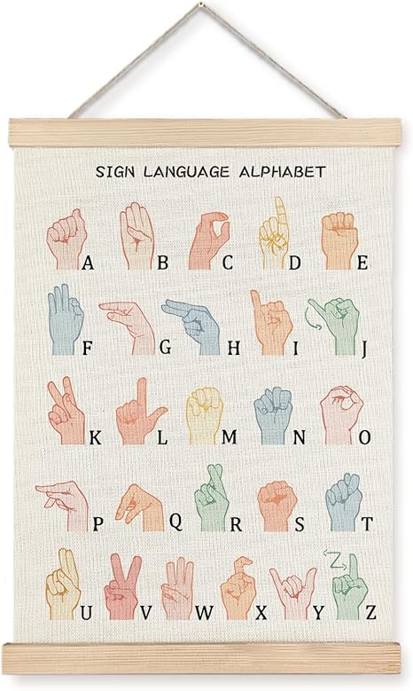 Amazon.com: LUVADIAN Asl Alphabet Poster Hanger Frame,Sign Language ...