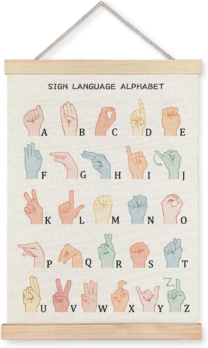 Amazon.com: LUVADIAN Asl Alphabet Poster Hanger Frame,Sign Language ...