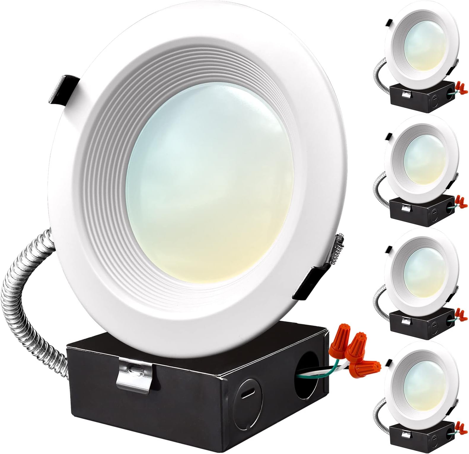 Quest LED 6 Inch LED Square Canless Recessed Light 6 Pack, 5 CCT Switch ...