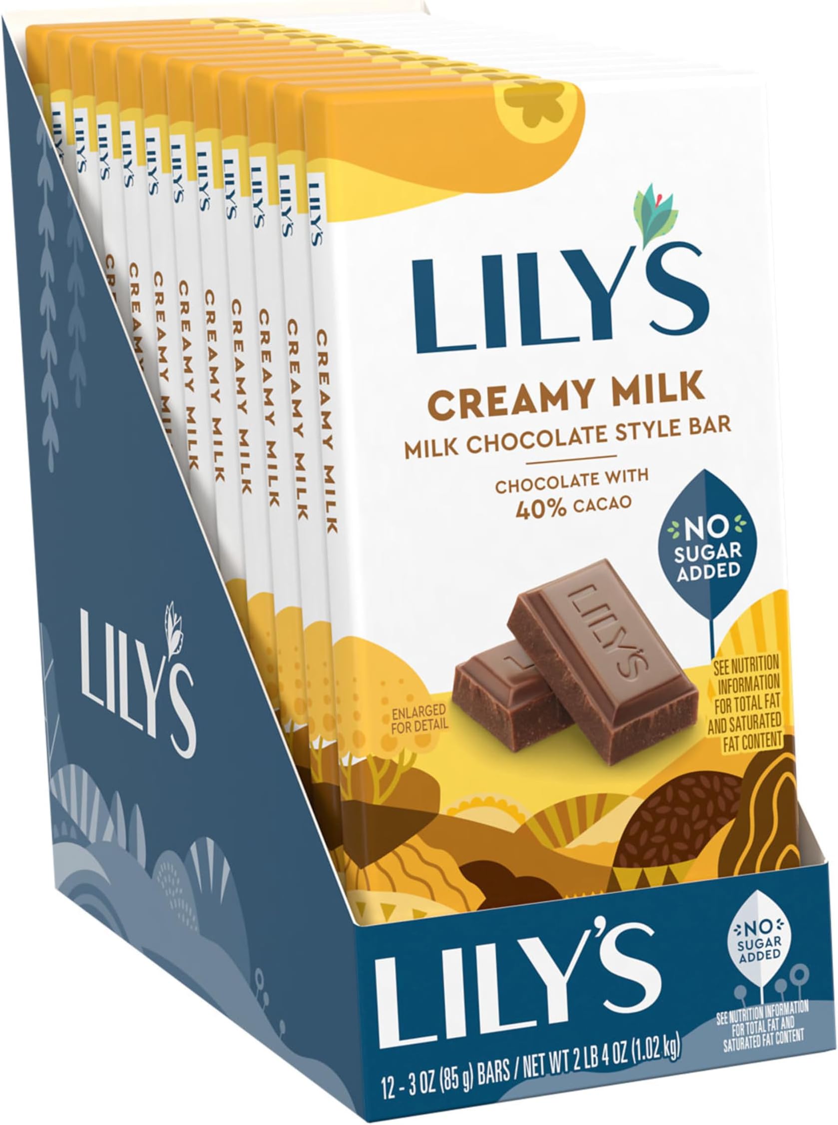 Amazon.com : LILY'S Milk Chocolate Style No Sugar Added, Sweets Bars, 3 ...