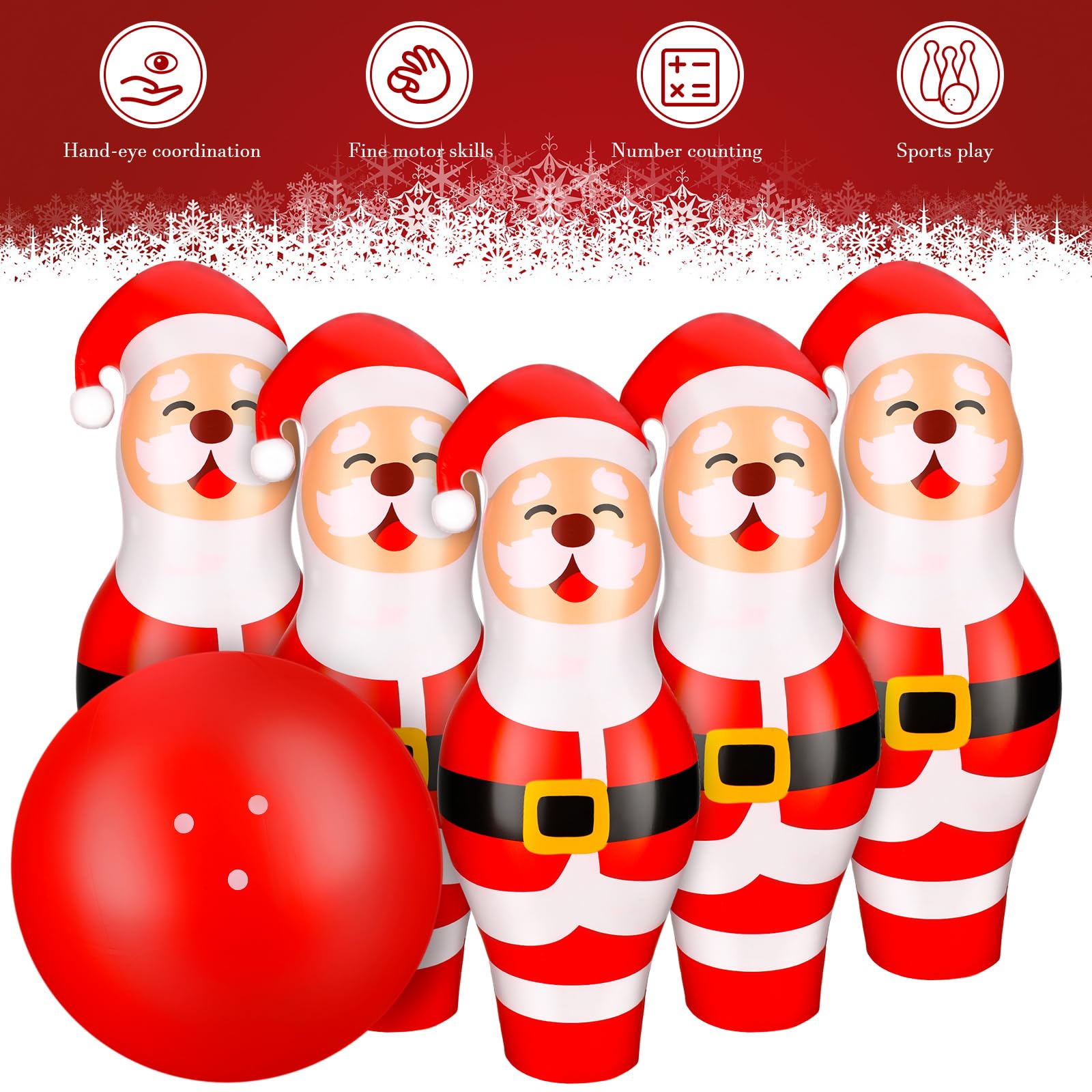 Snapklik.com : Wettarn 7 Pcs 27 Inch Giant Christmas Inflatable Bowling ...