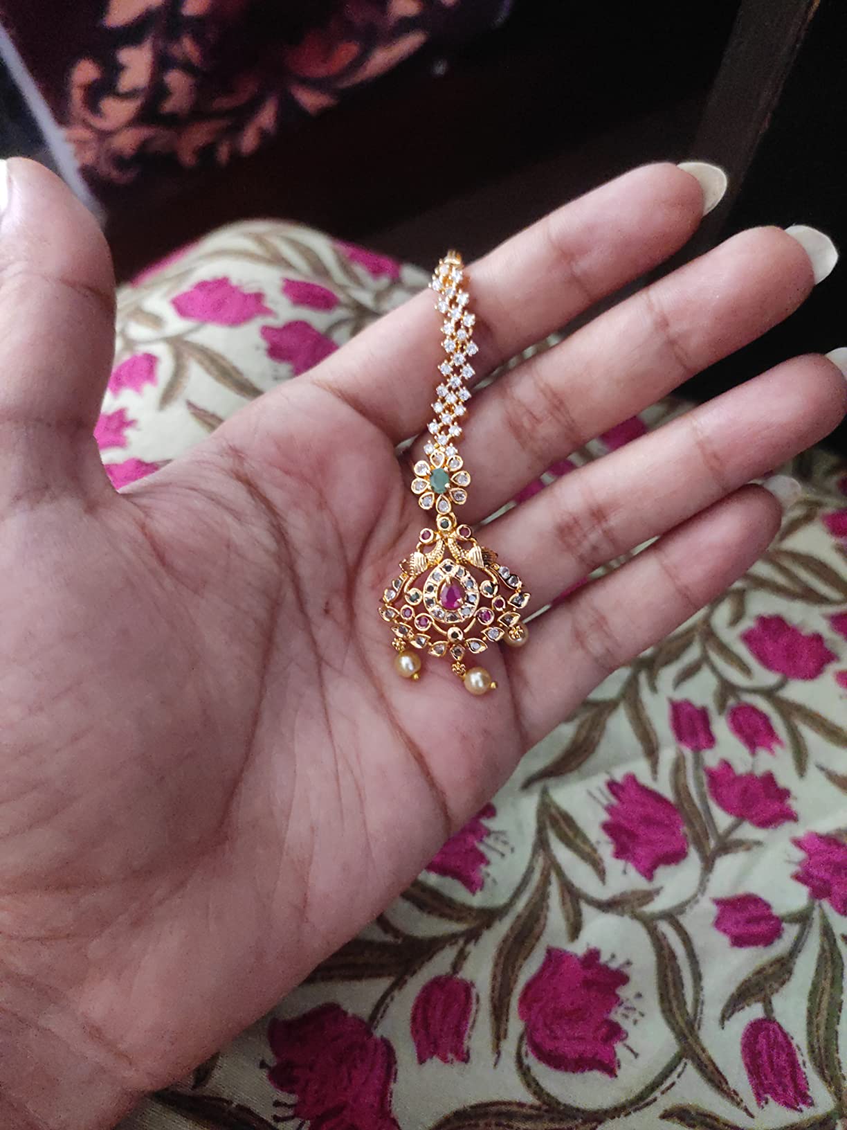 Buy Sasitrends Micro Gold Plated AD Stone Studded Maan Tikka for Women ...