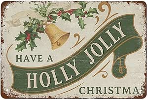 Amazon.com: Metal Tin Sign Vintage Metal Signs Have A Holly Jolly Sign ...