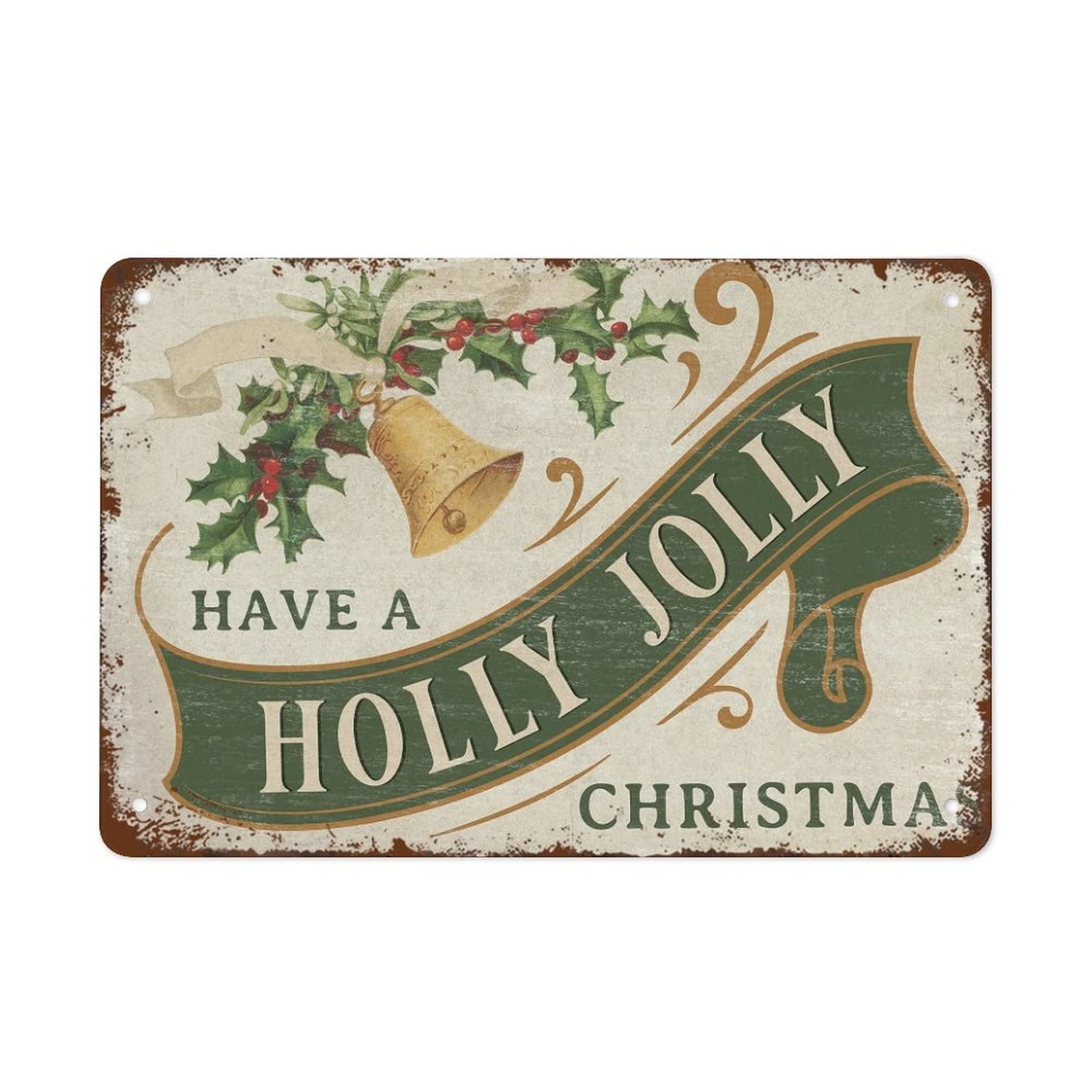 Amazon.com : Metal Tin Sign Vintage Metal Signs Have A Holly Jolly Sign ...