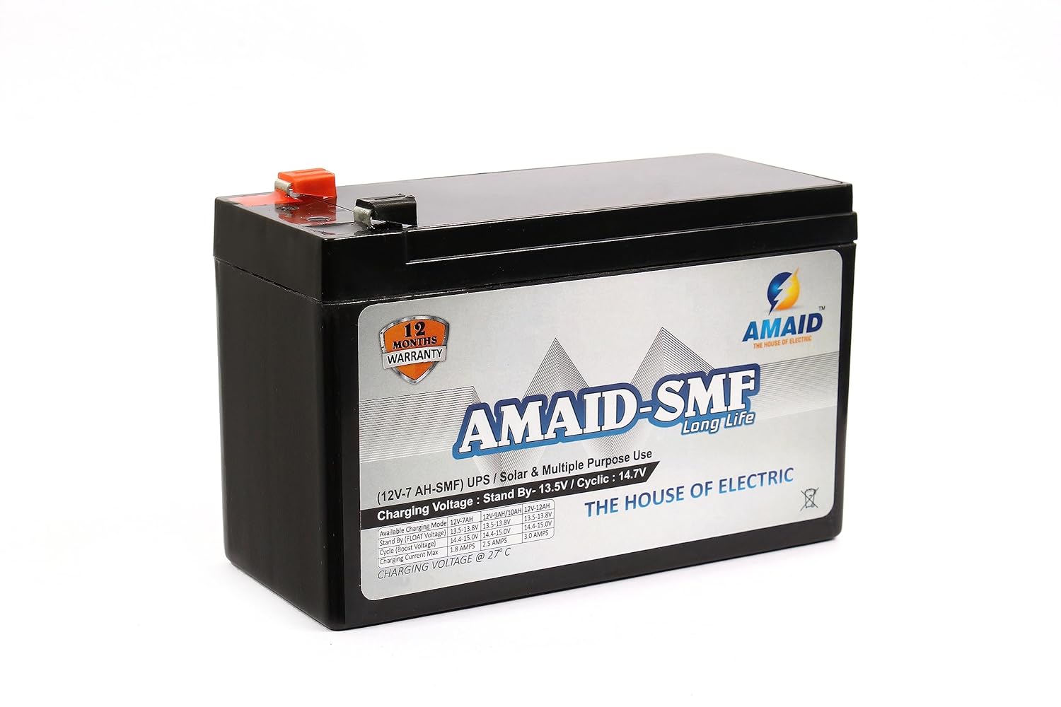AMAID - SMF 12V 7Ah SMF UPS-Battery Use for Solar, Ups and Etc. 12 ...