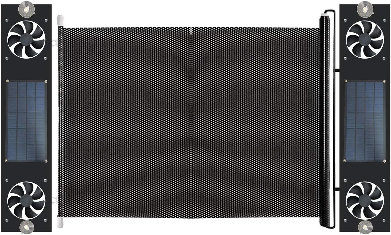 Merlin Car Window Solar Sun Shade Cover with Fan - Premium Edition with ...