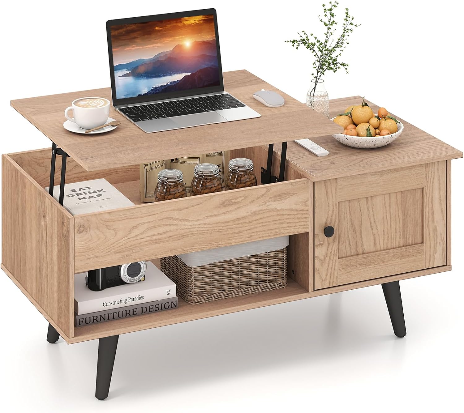 Giantex Lift Top Coffee Table, Modern Cocktail Table with Hidden ...