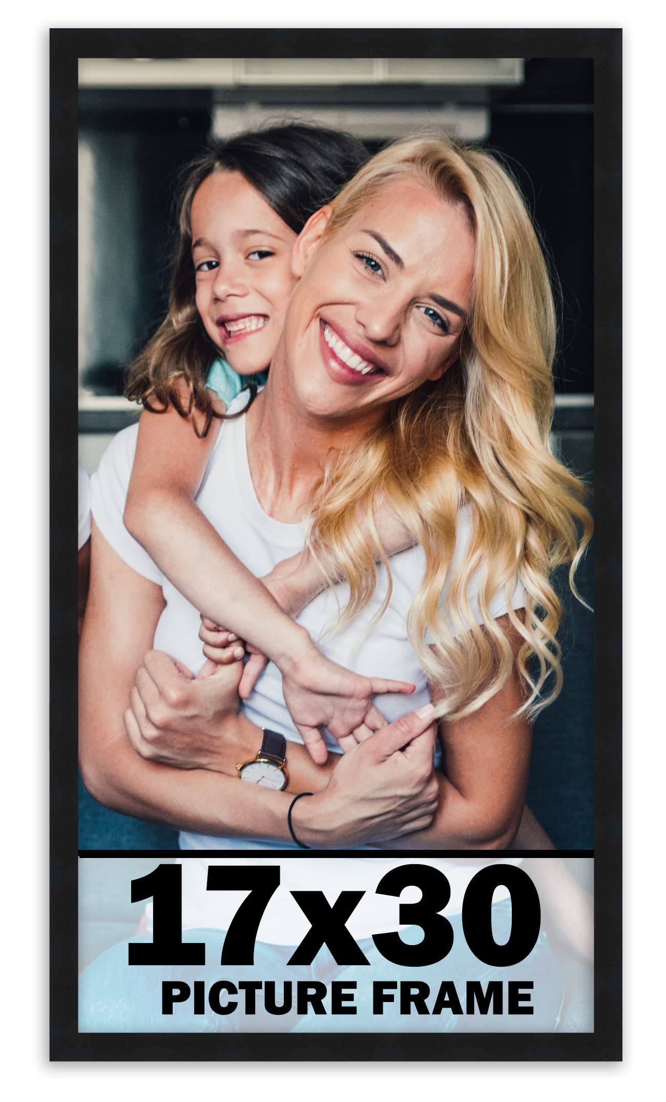 Amazon.com - CountryArtHouse 17x30 Frame Black Solid Pine Wood Picture ...