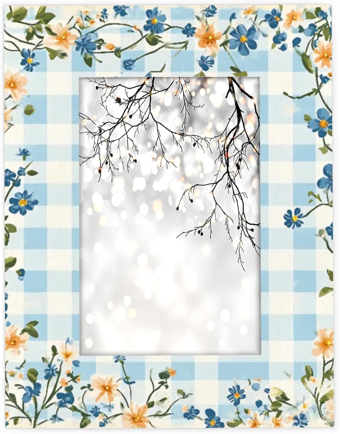 Amazon.com - Xopovanx Blue Gingham Floral 4x6 Picture Frame Vertical ...