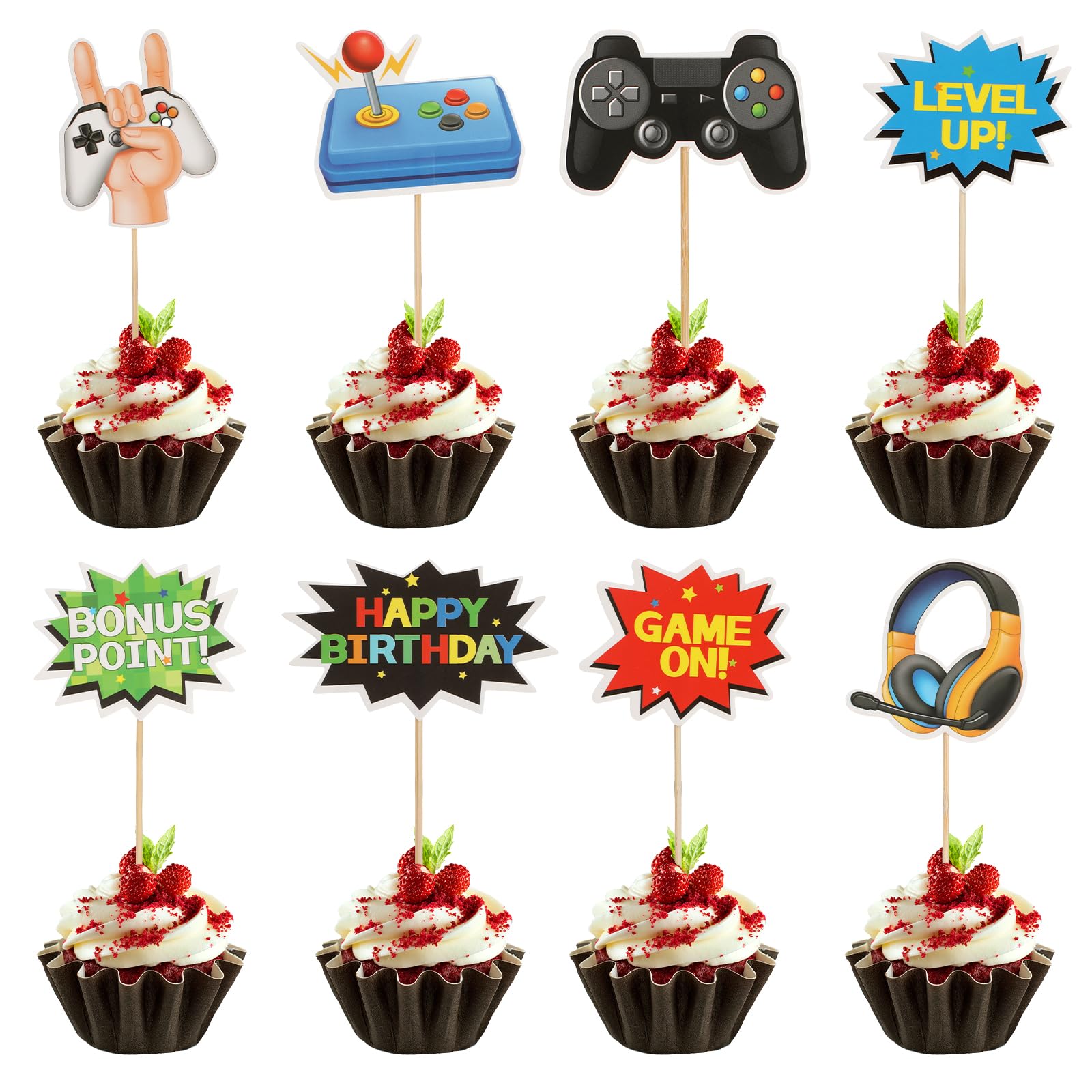 Amazon.com: 40PCS Video Game Cupcake Toppers 8 Styles Video Game ...