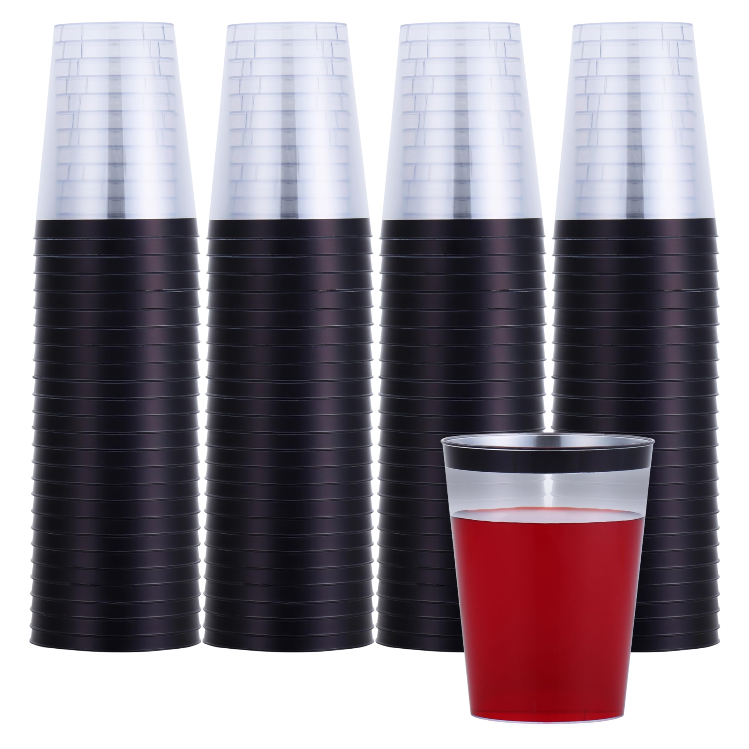 Amazon.com: By Madee HEAVYWEIGHT 100 Pack Black Plastic Cups 10 oz ...
