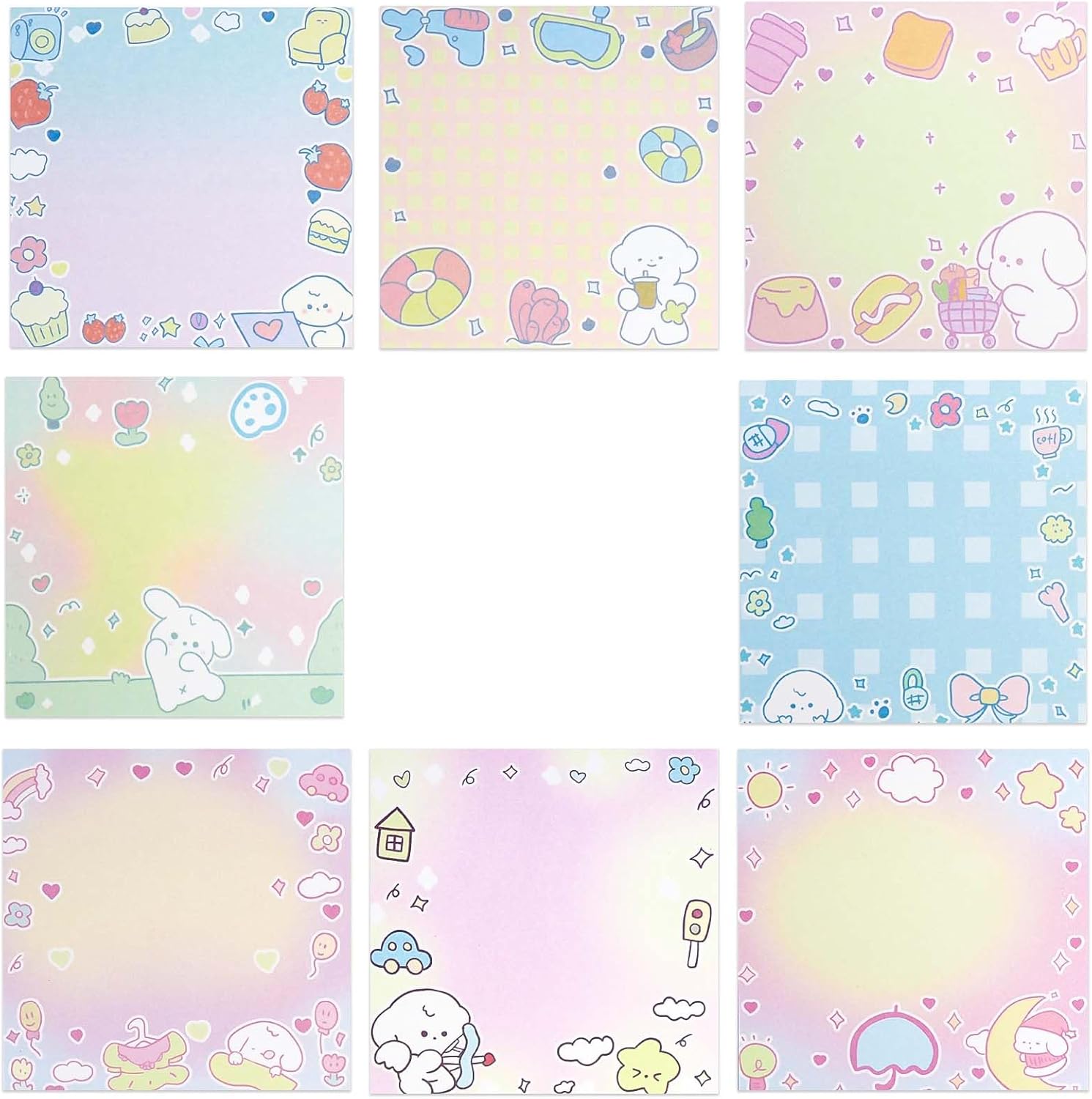 Amazon.com : 8 PCS Cute Sticky Notes Set, Puppy Kawaii Sticky Notes ...
