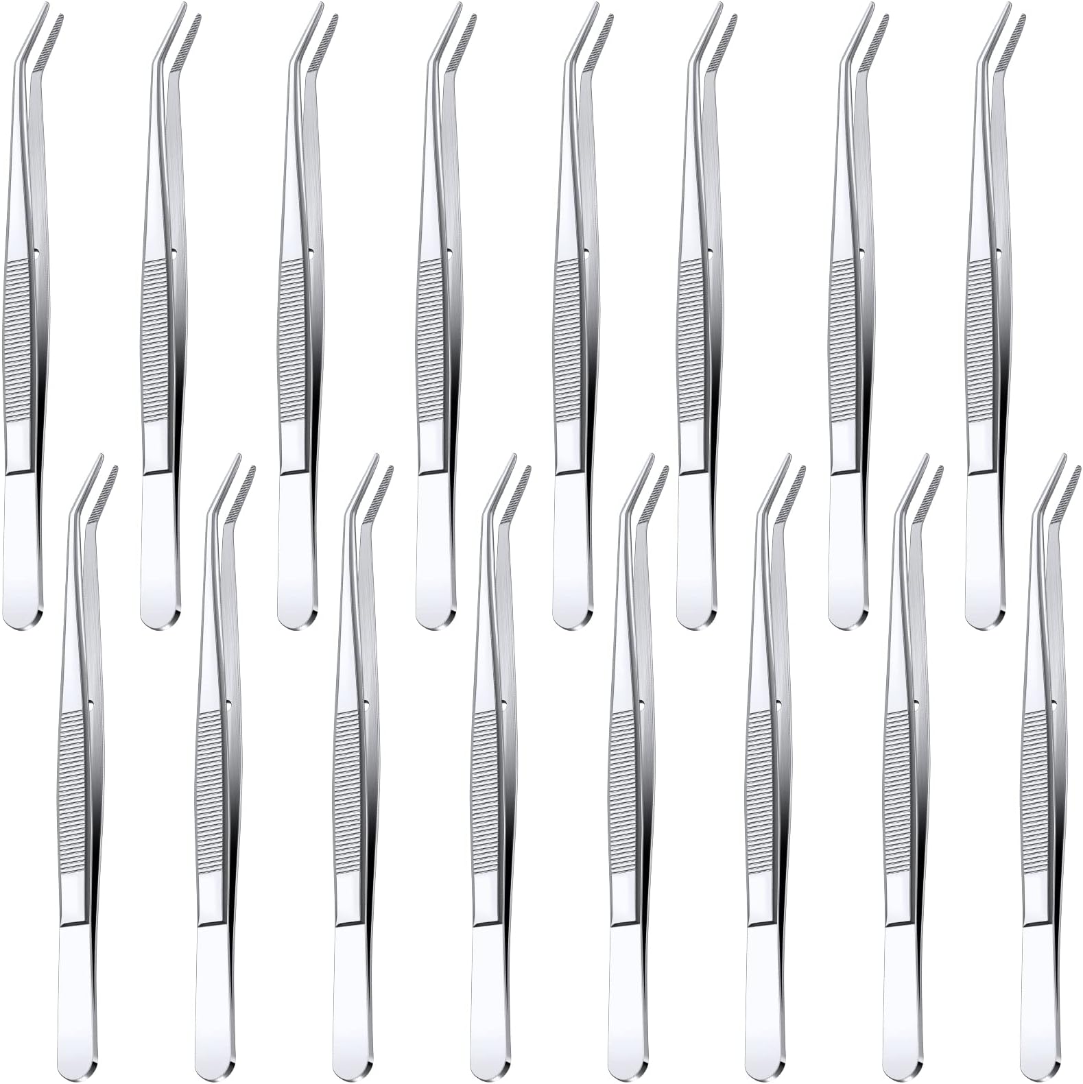 Amazon.com : Stainless Steel Tweezers with Curved Serrated Tip ...