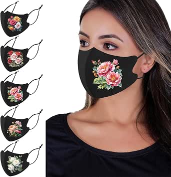 Amazon.com: OMG Decor Fantasy Floral Pattern Cloth Face Masks ...