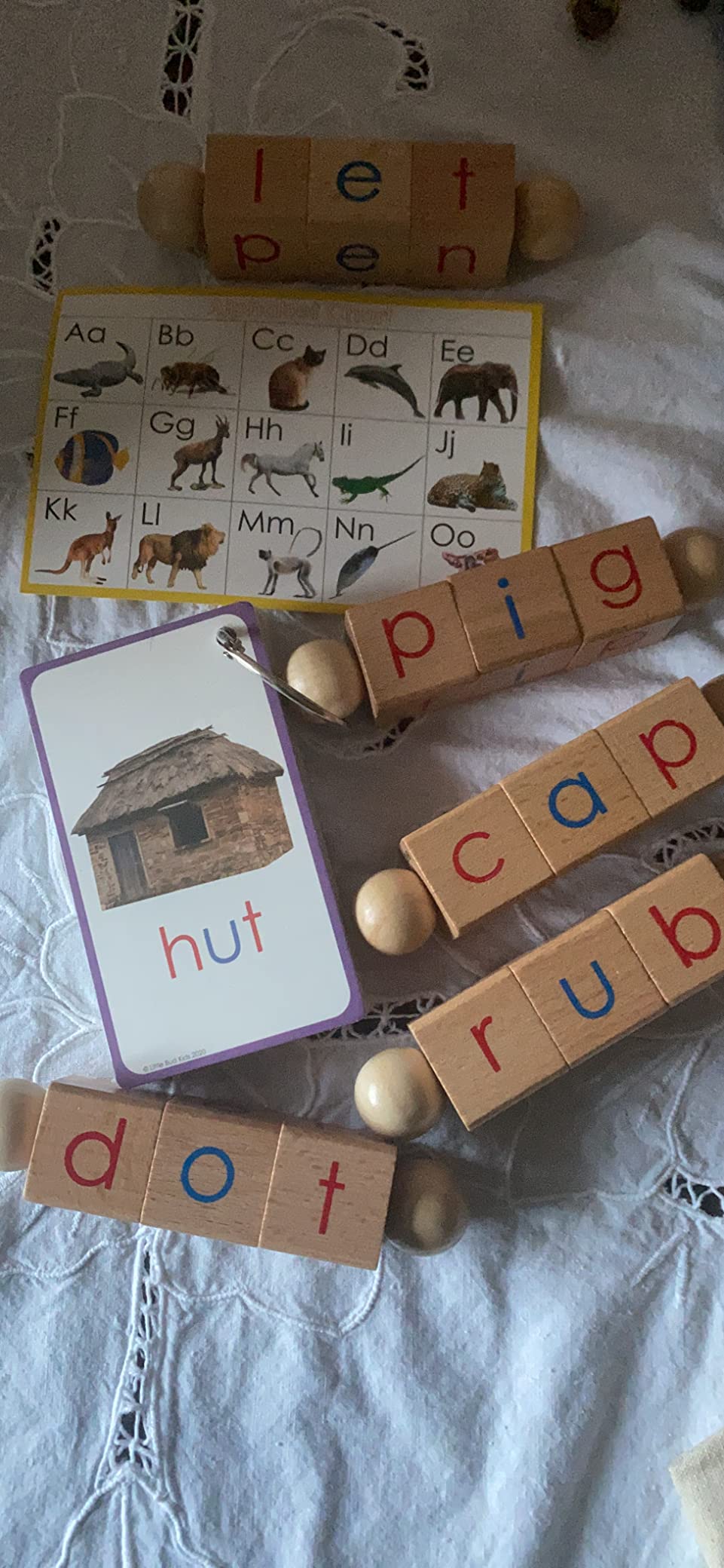 LITTLE BUD KIDS Spin-and-Read Phonics Toy, Rotating Wooden Reading ...