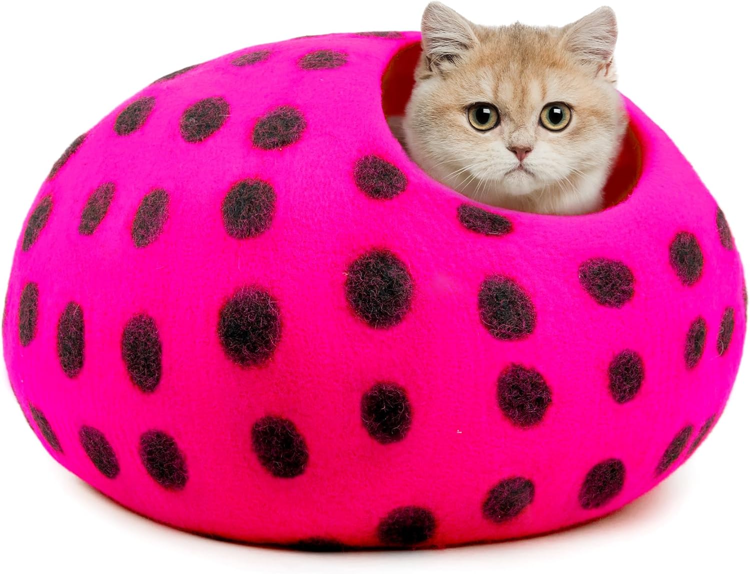 Amazon.com : Woolygon Felt Cat Bed Cave - Polka Dot Series - Wool Kitty ...